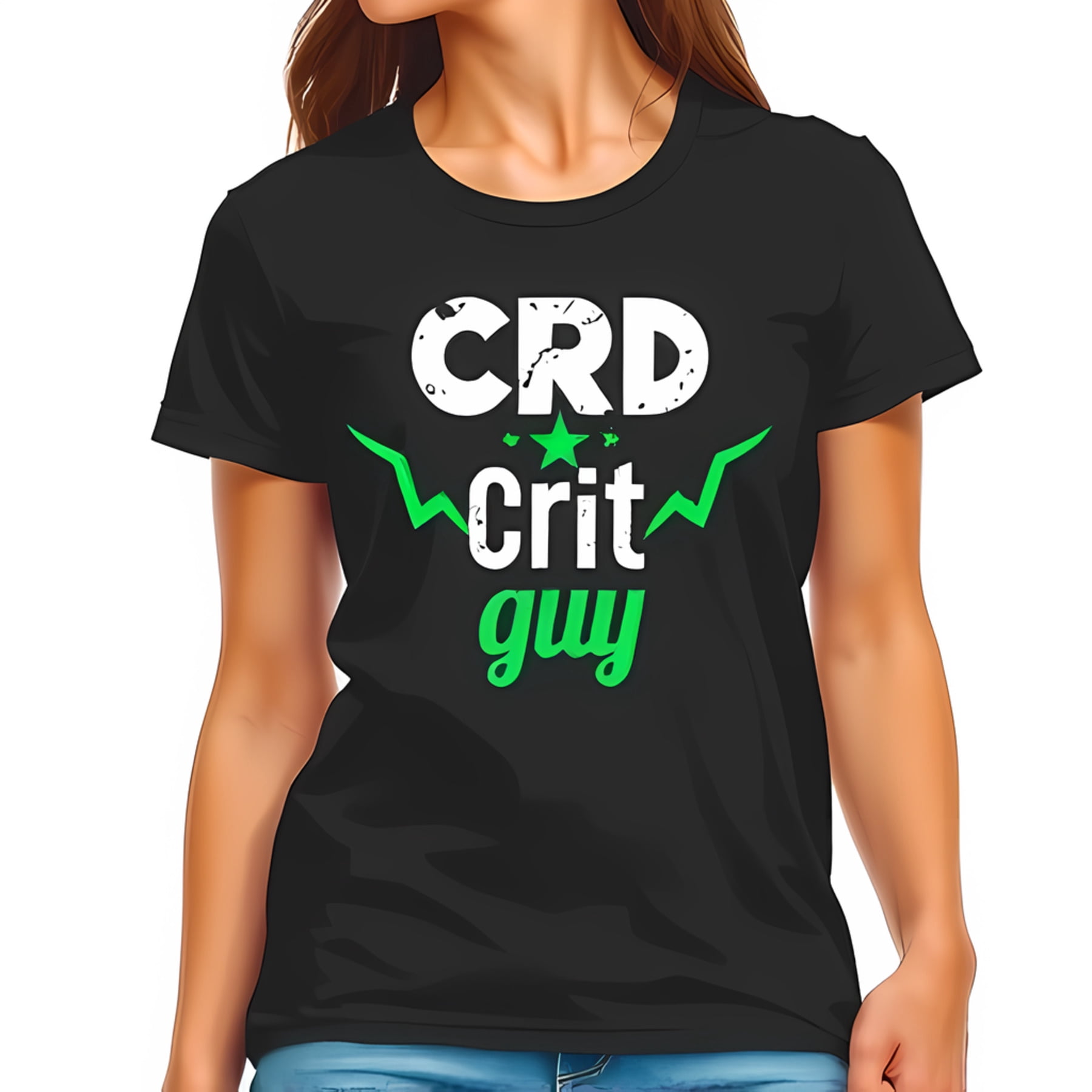 Stylish Black Cotton Short Sleeve T-Shirt with " CRD crit guy " Text ...