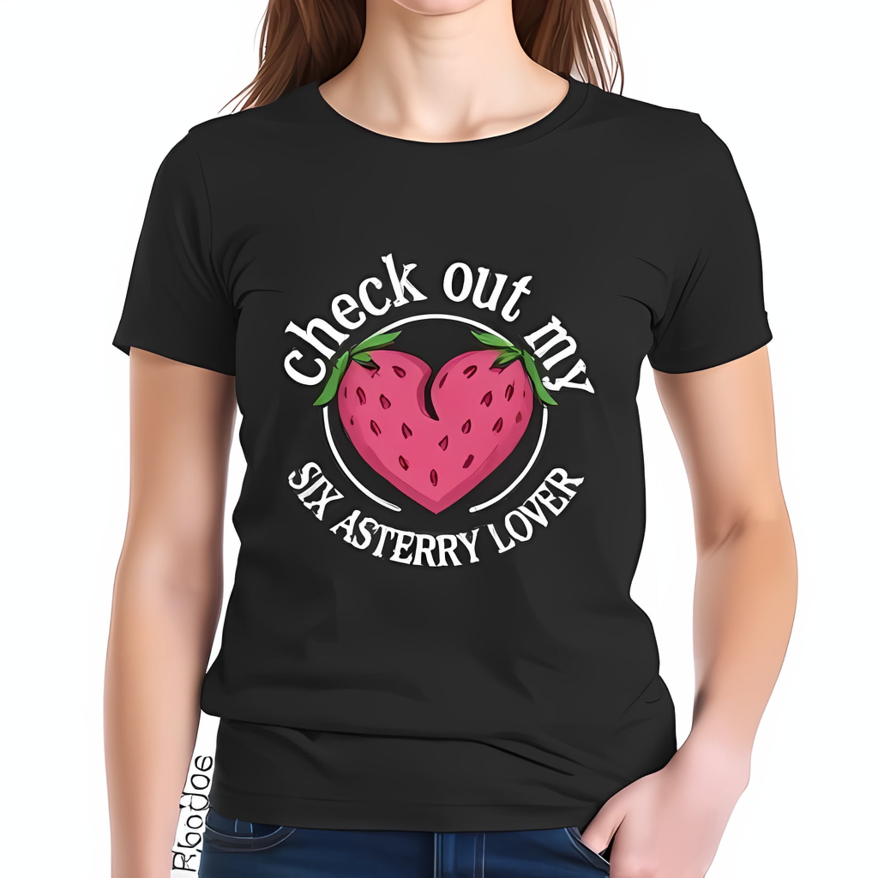 Stylish Black Cotton Short Sleeve T-Shirt with 'Check out my six aster ...