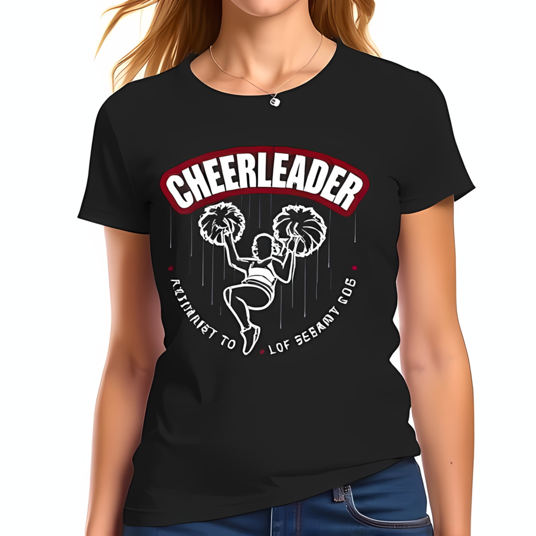 Stylish Black Cotton Short Sleeve T-Shirt with Cheerleader Pom-Poms ...