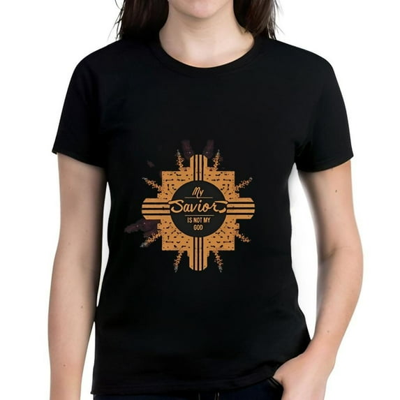 Stylish Black Cotton Short Sleeve T-Shirt with Circular Cross Pattern ...