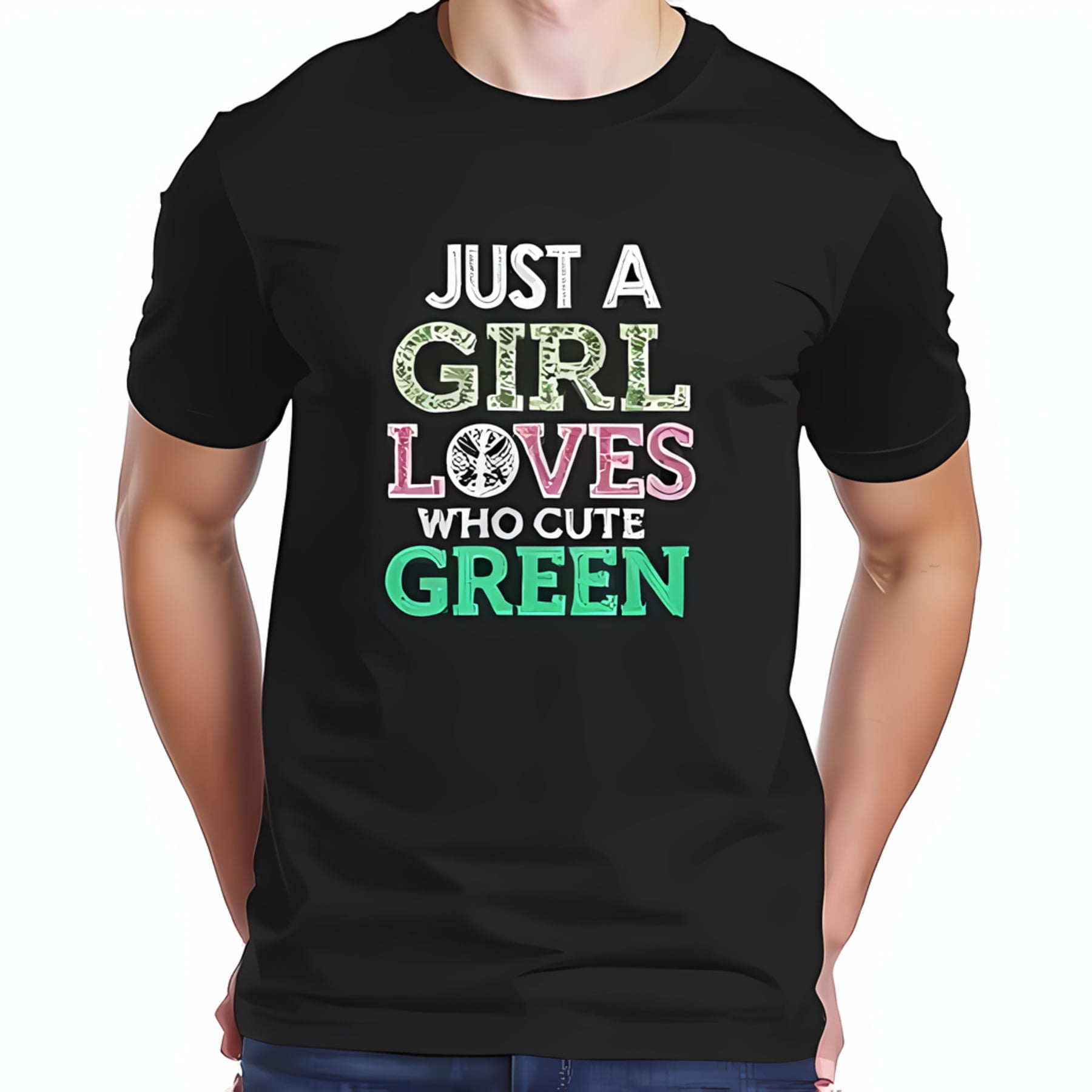 Stylish Black Cotton Short Sleeve T-Shirt with Colorful " Just a Girl ...