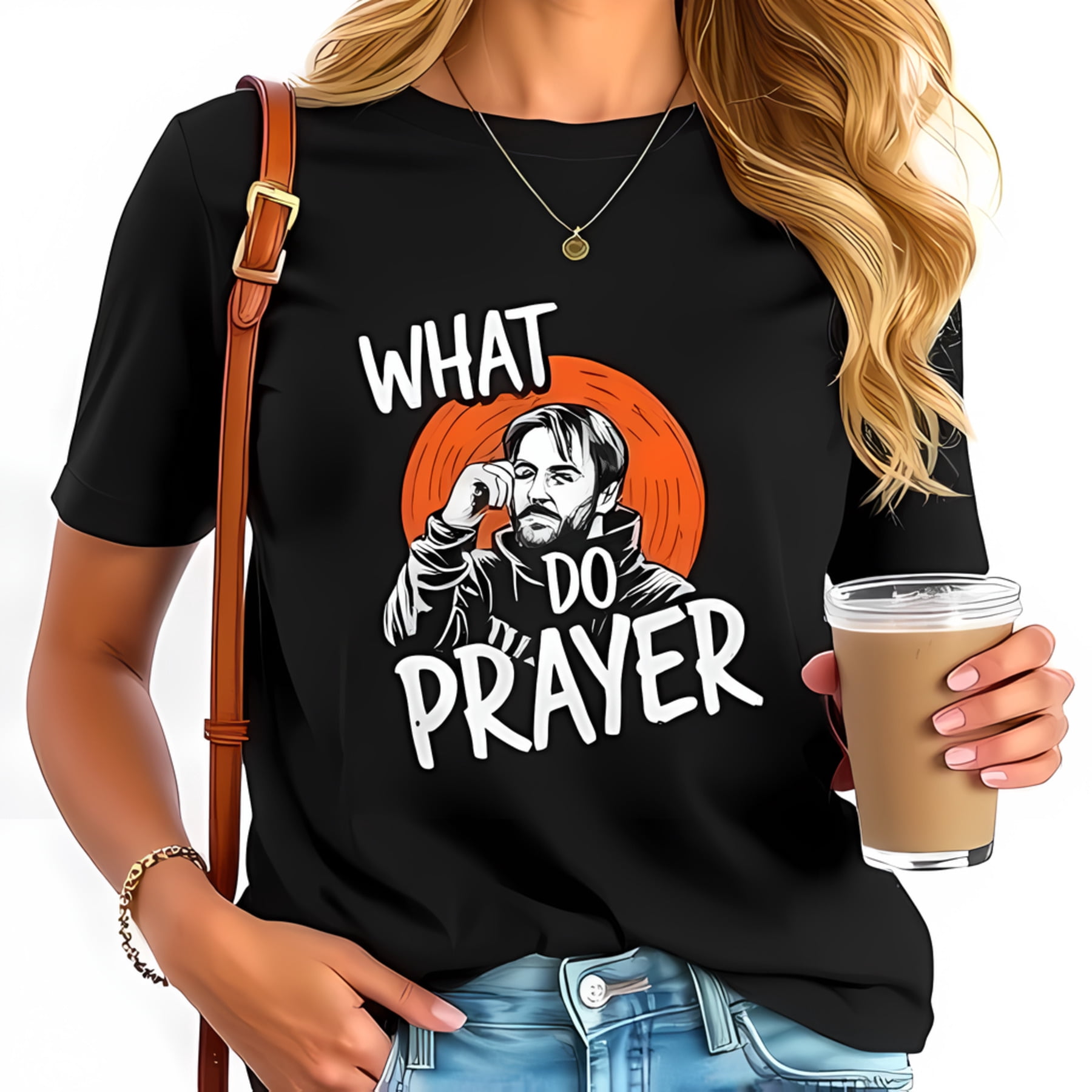 Stylish Black Cotton Short Sleeve T-Shirt with Contemplative Man ...