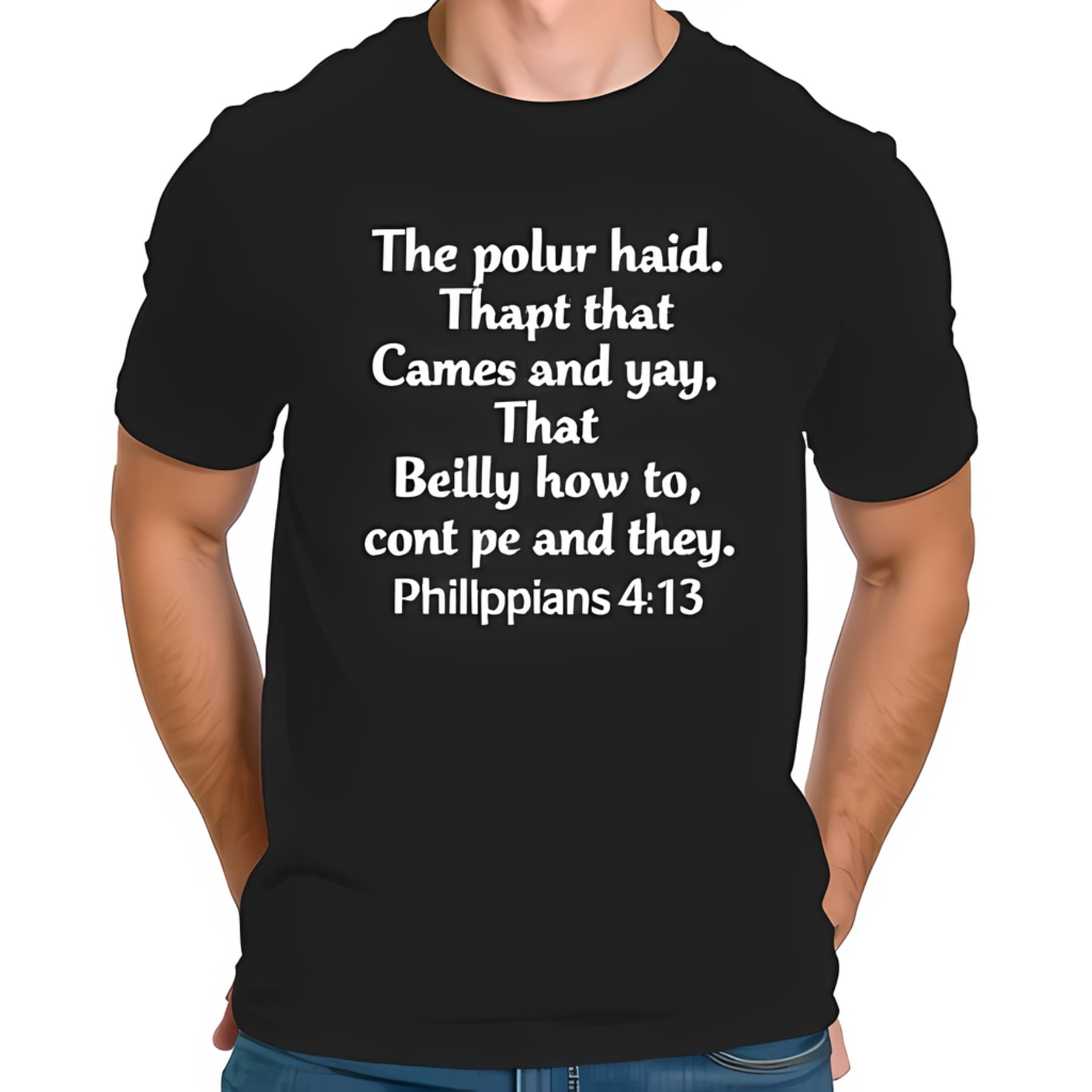 Stylish Black Cotton Short Sleeve T-Shirt with Distorted White Graphic ...