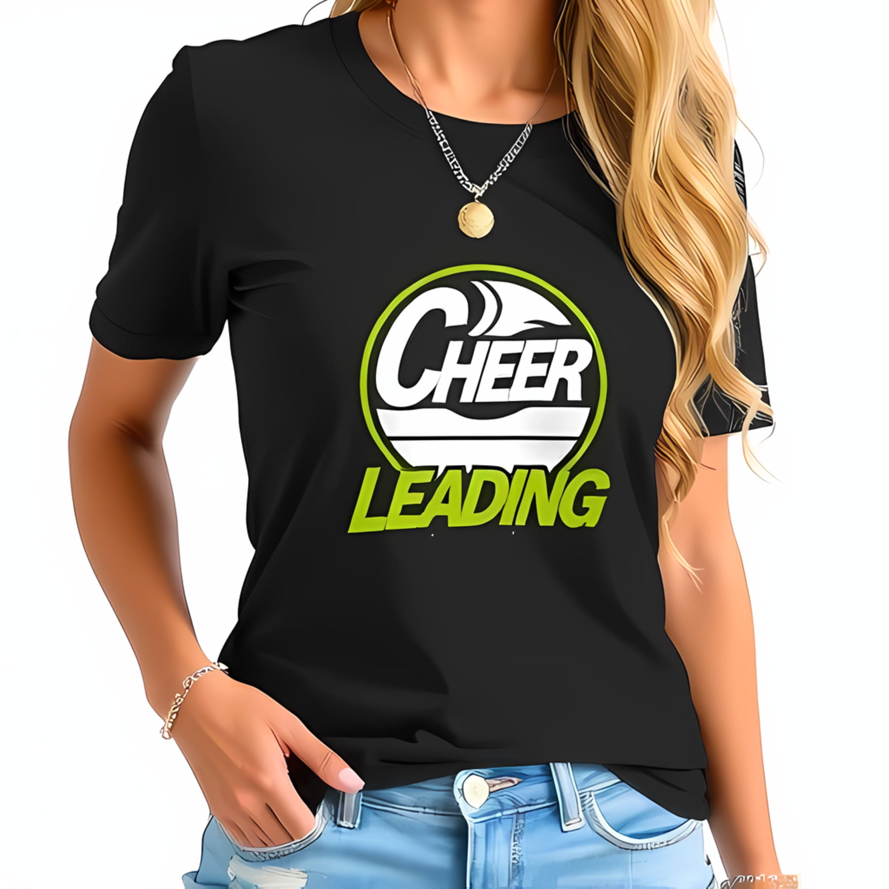 Stylish Black Cotton Short Sleeve T-Shirt with Green & White ...
