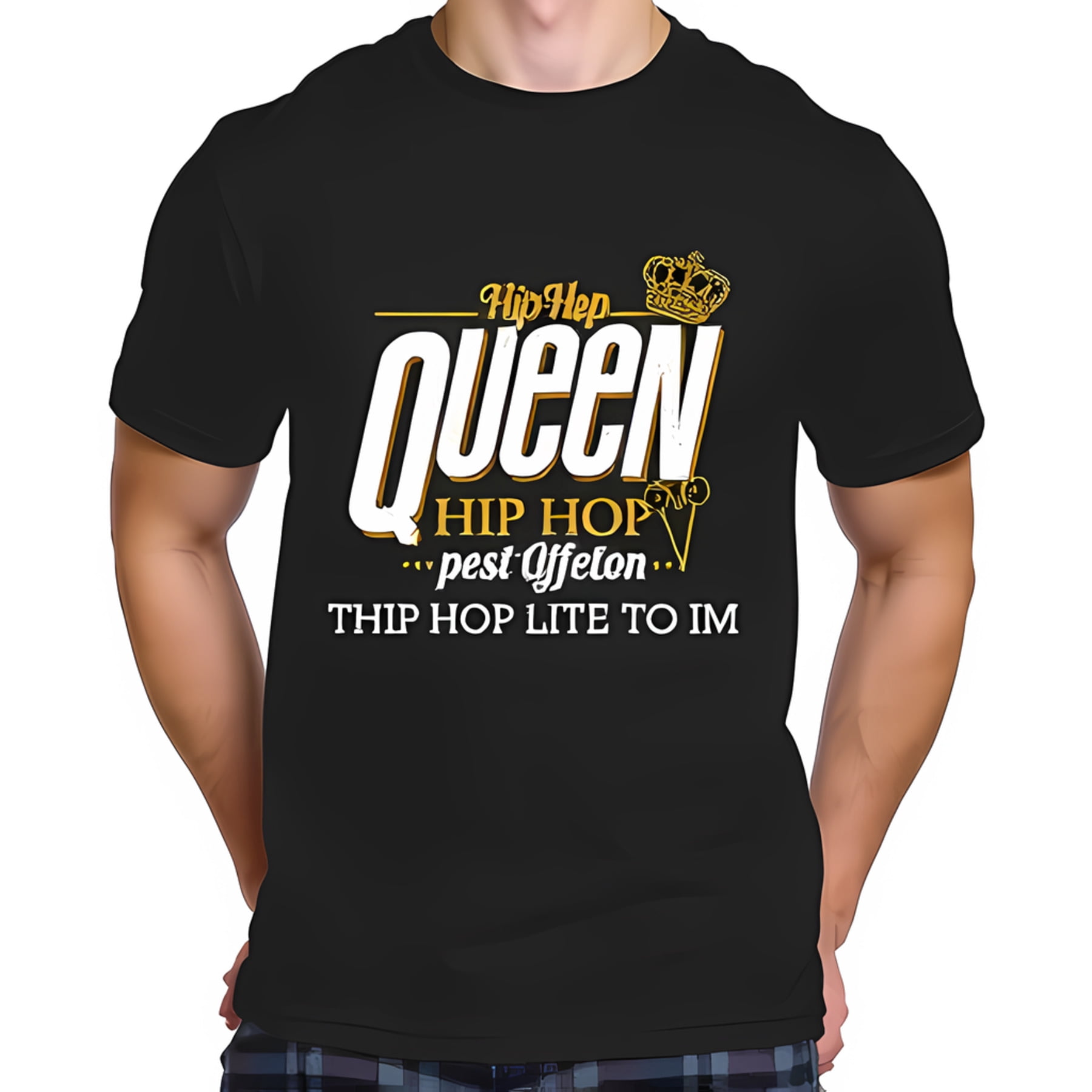 Stylish Black Cotton Short Sleeve T-Shirt with 'Hip Hop Queen' Design ...