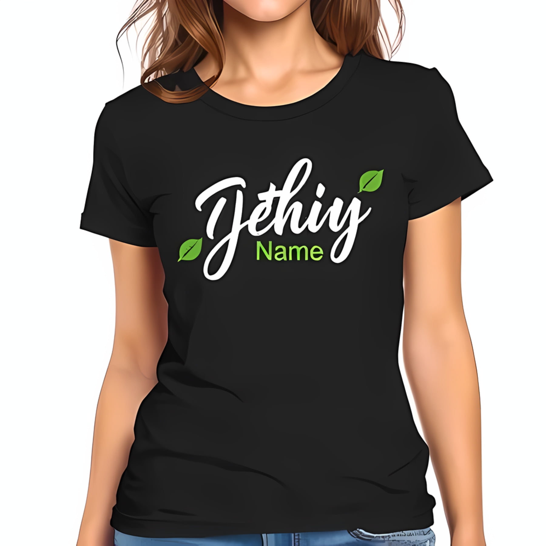 Stylish Black Cotton Short Sleeve T-Shirt with 'Jehiy Name' Cursive ...