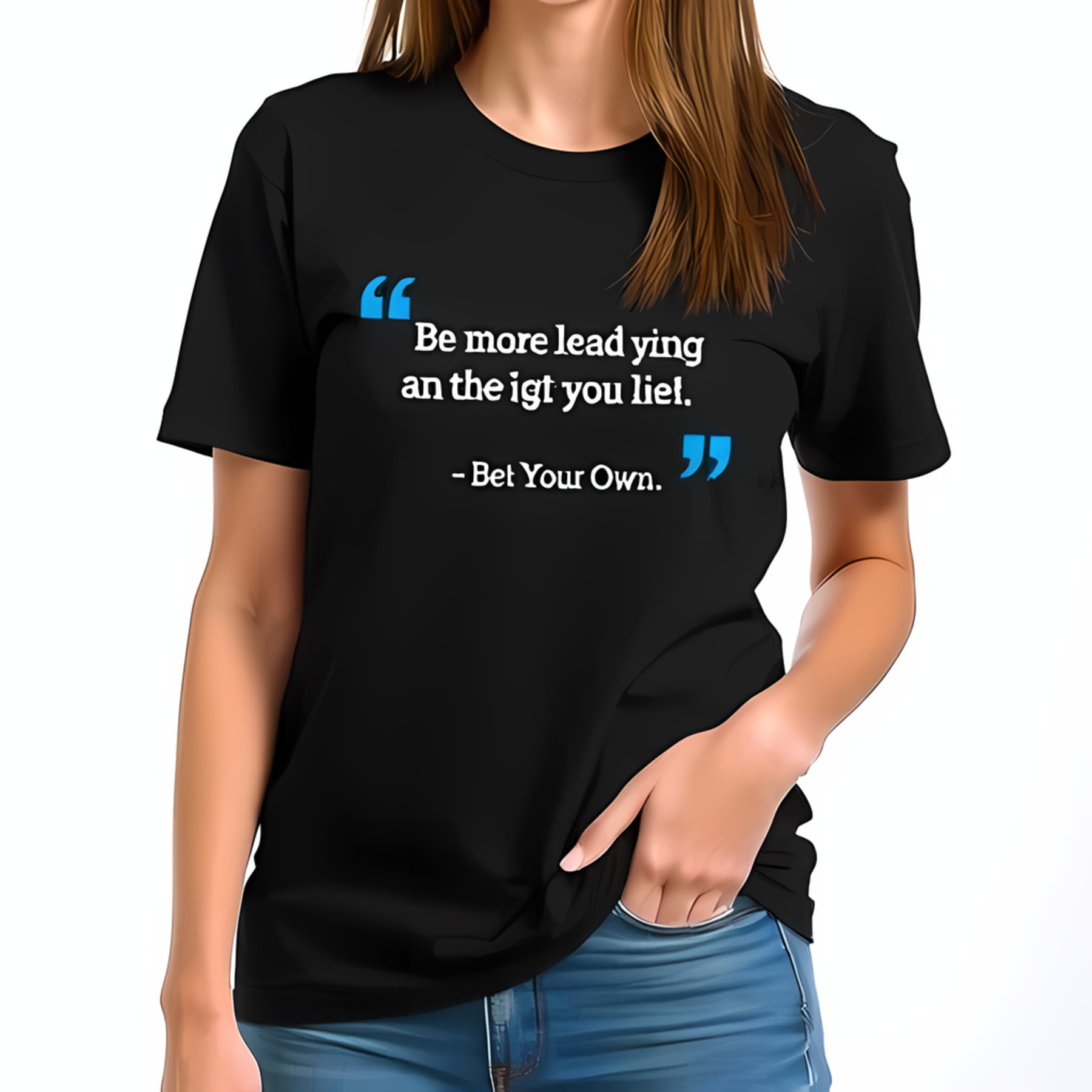 Stylish Black Cotton Short Sleeve T-Shirt with Playful Blue & White ...