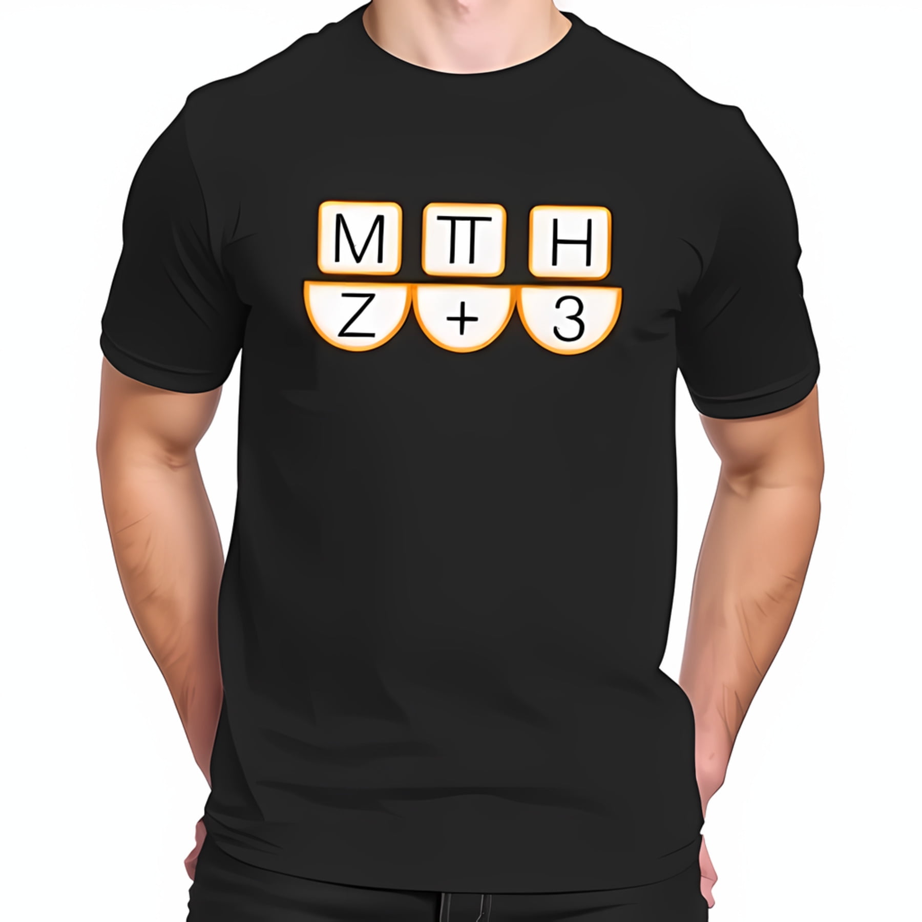 Stylish Black Cotton Short Sleeve T-Shirt with Playful Calculator Button Design - Perfect for ...