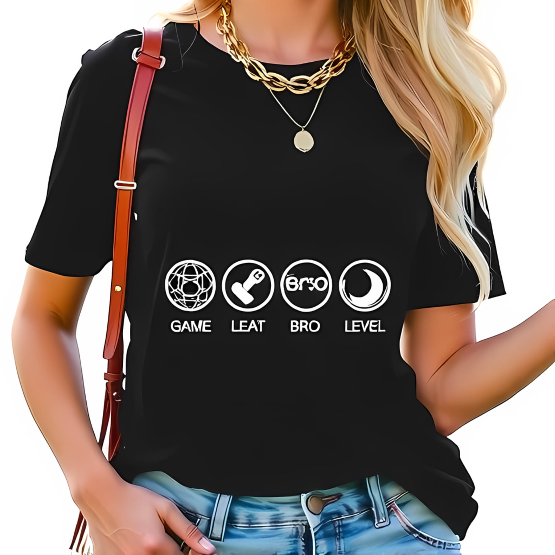 Stylish Black Cotton Short Sleeve T-Shirt with Playful Graphic Design ...