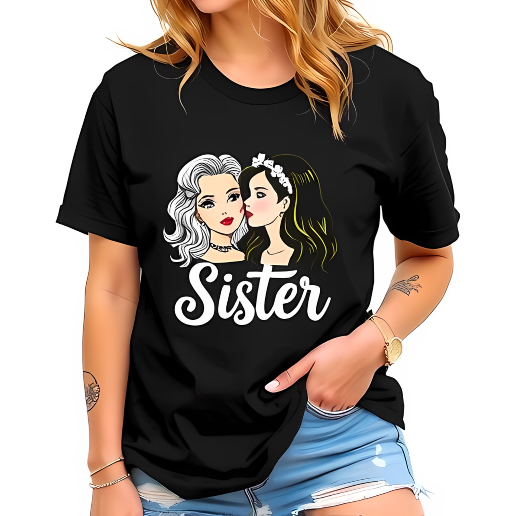 Stylish Black Cotton Short Sleeve T-Shirt with Pop-Art Graphic of ...