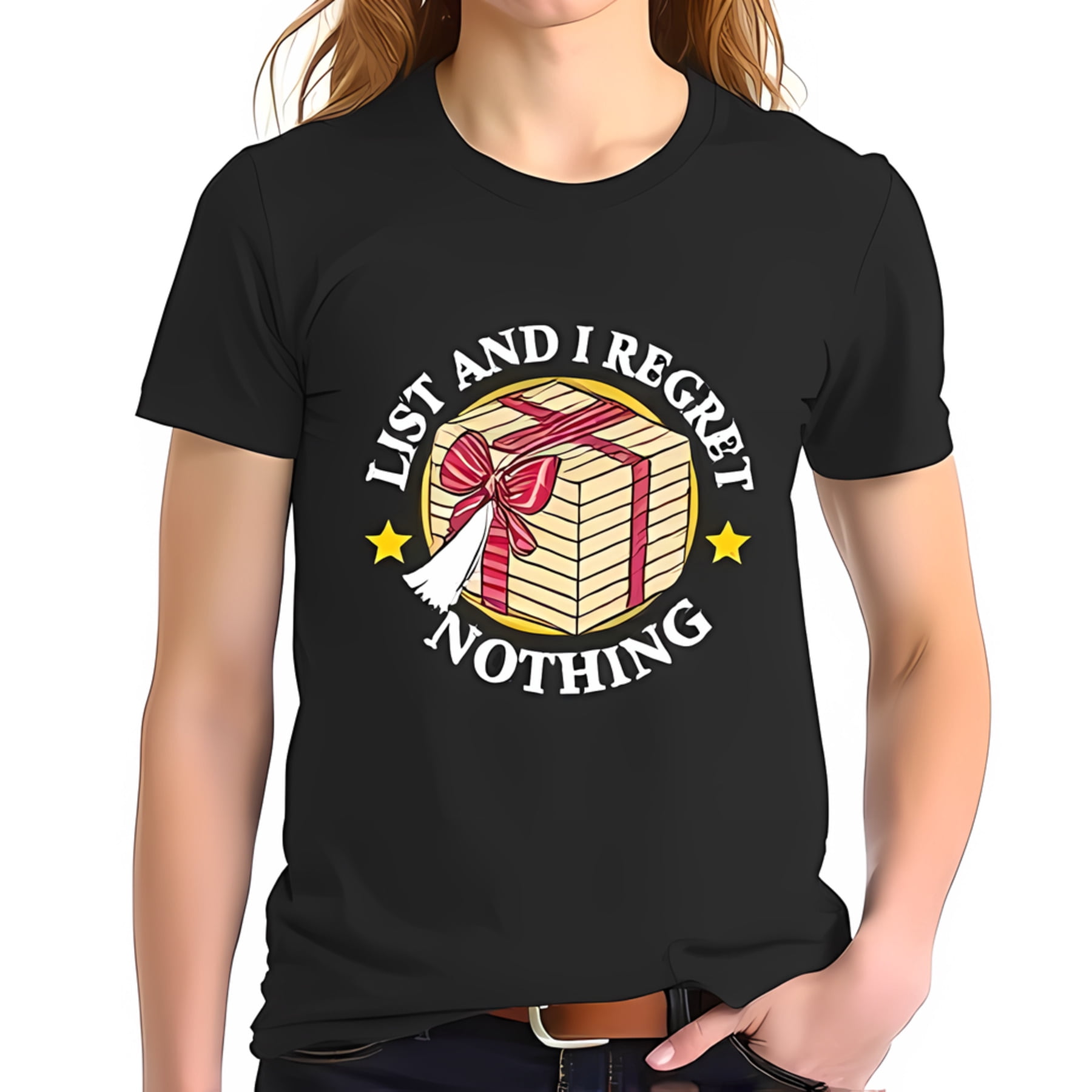 Stylish Black Cotton Short Sleeve T-Shirt with Retro Gift Box Design ...