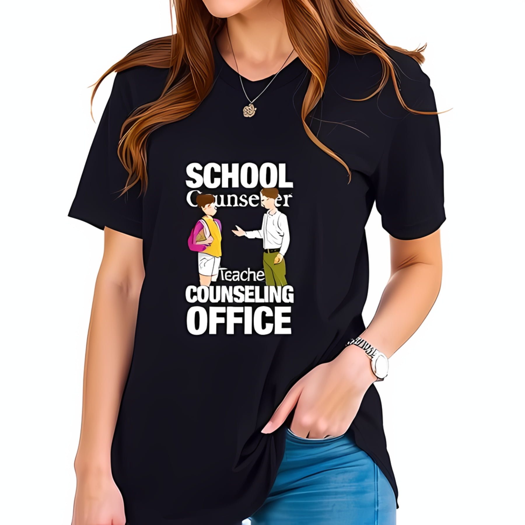 Stylish Black Cotton Short Sleeve T-Shirt with " SCHOOL Counselor ...