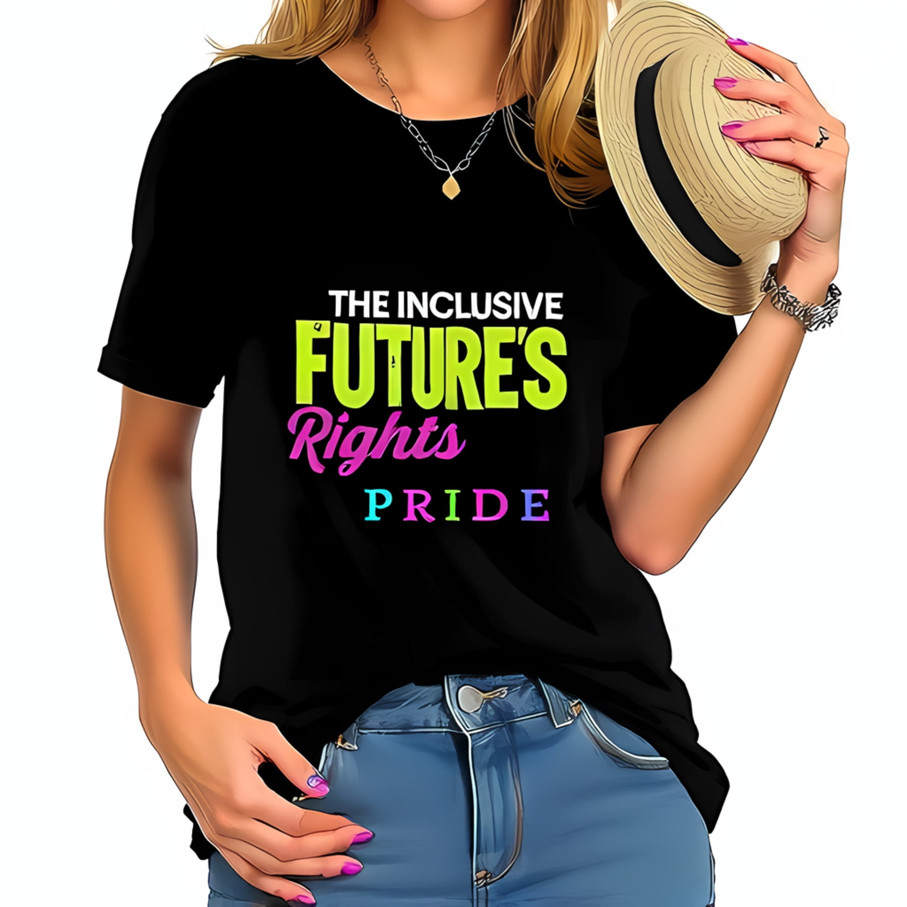 Stylish Black Cotton Short Sleeve T-Shirt with " The Inclusive Future's ...