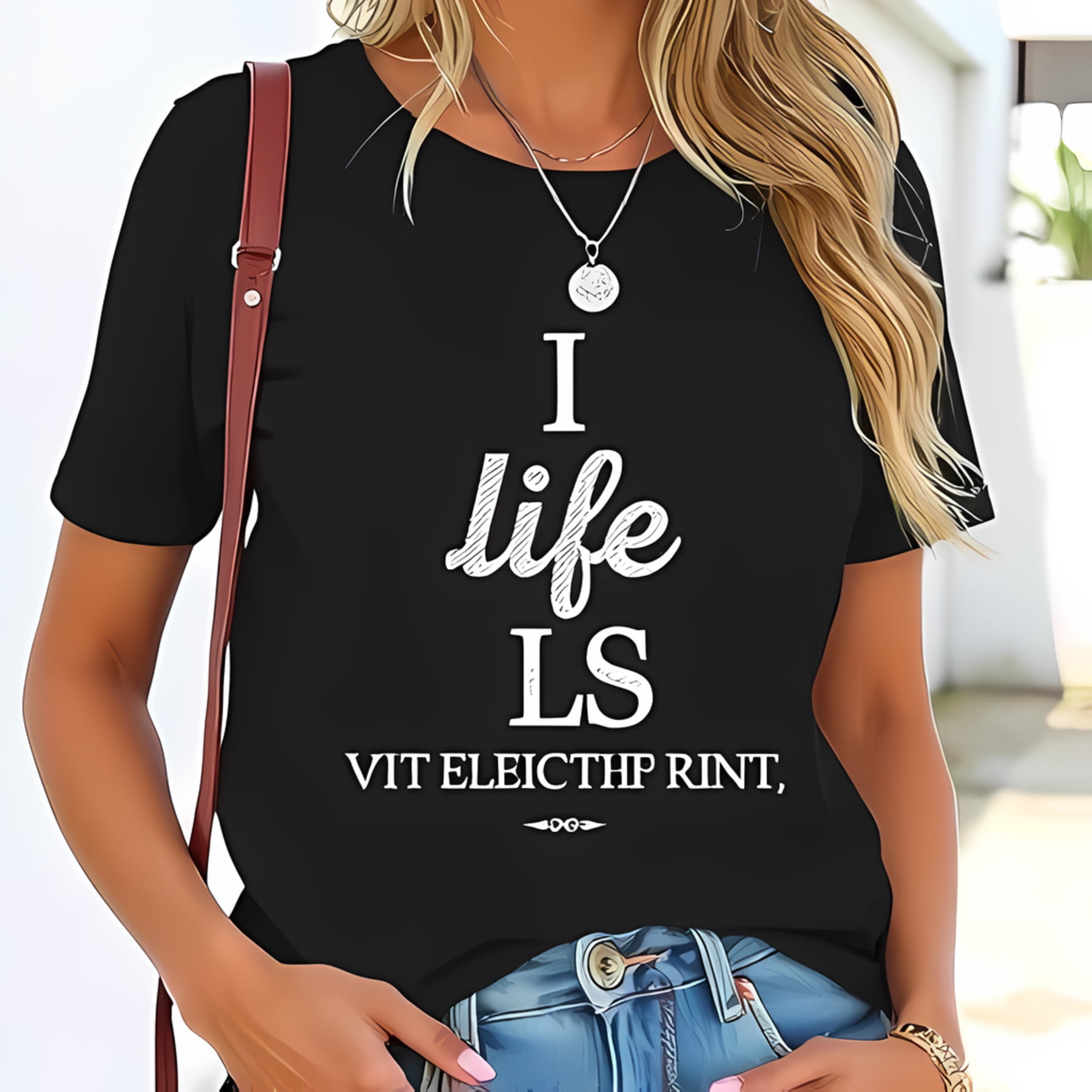 Stylish Black Cotton Short Sleeve T-Shirt with Unique Text Design: 'I ...