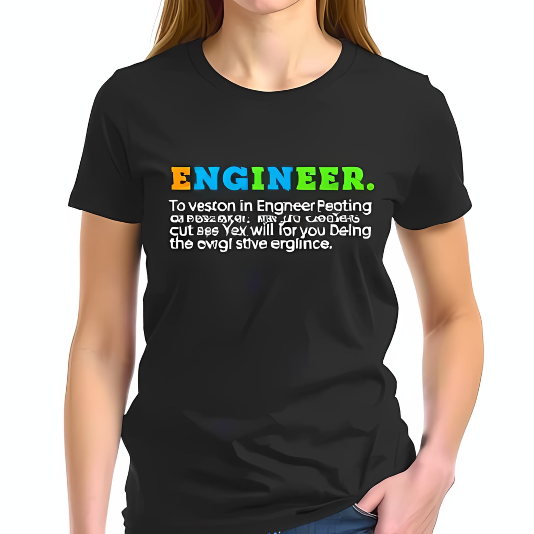 Stylish Black Cotton Short Sleeve T-Shirt with Vibrant 'ENGINEER ' Design & Humorous Tagline ...