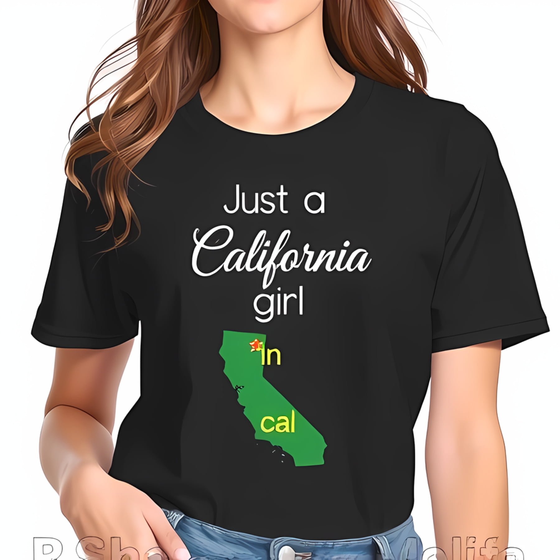 Stylish Black Cropped T-Shirt for Women - " Just a California Girl ...