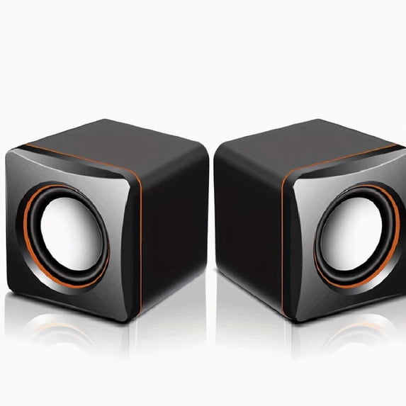 Stylish Black Desktop Speakers with Orange Accents - Superior Sound for ...