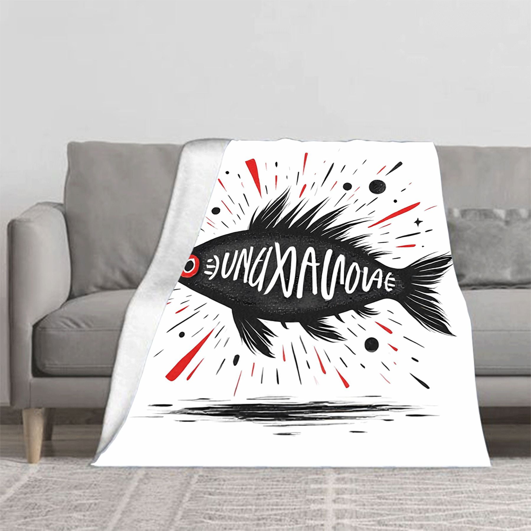 Stylish Black Fish Flannel Blanket - Soft Cozy Durable with Dynamic ...