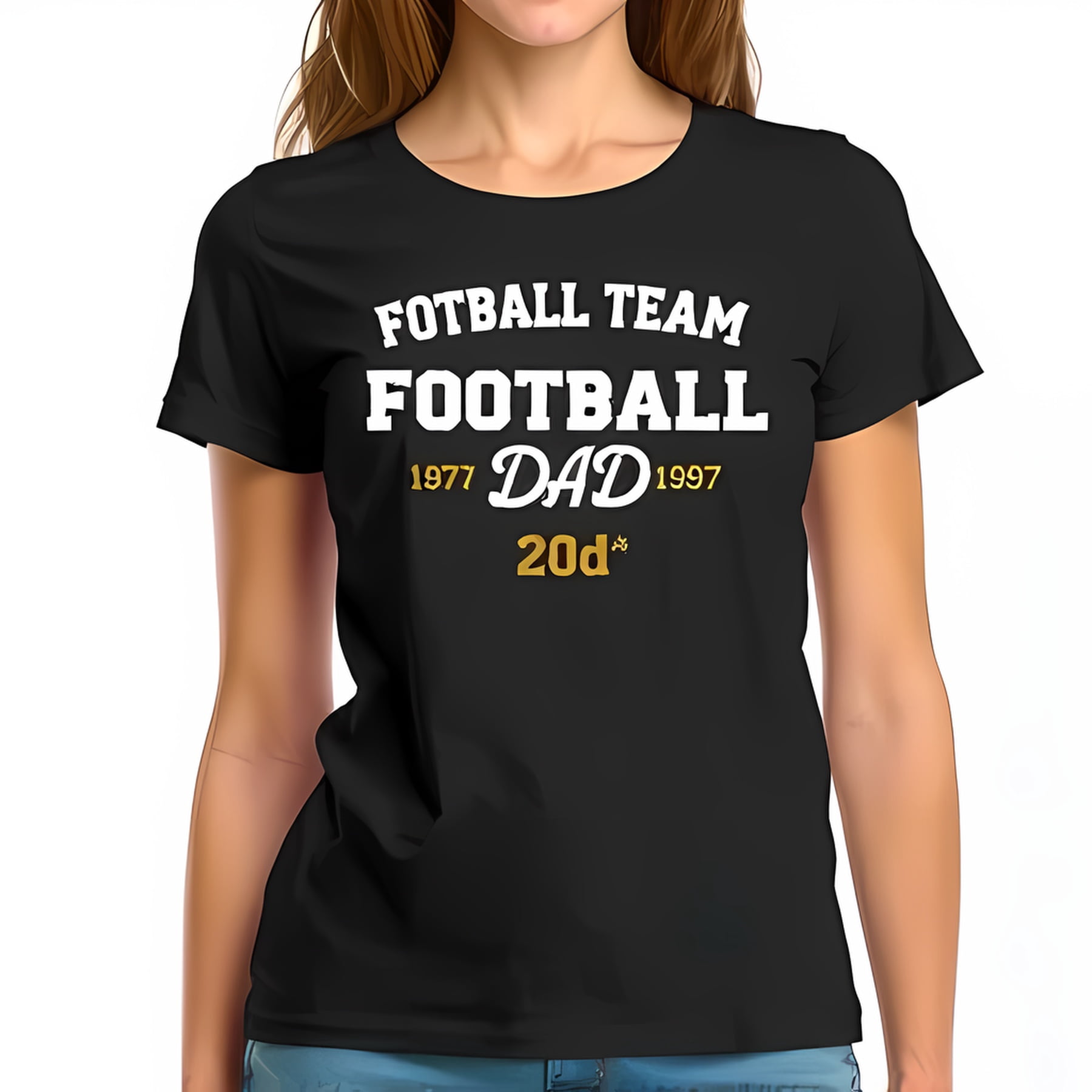 Stylish Black Football Dad T-Shirt with Graphic Design - Celebrating 20 ...