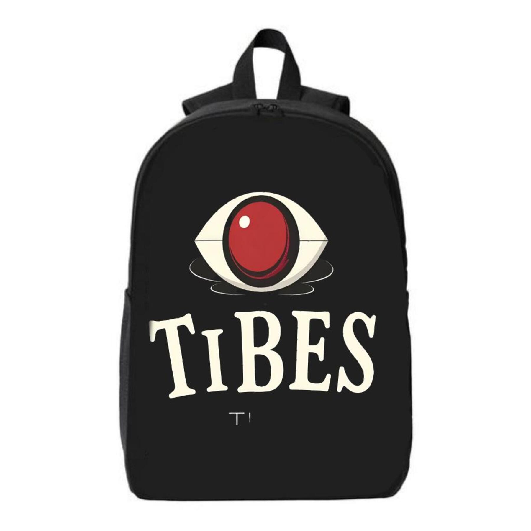 Stylish Black Laptop Backpack with Bold White & Red Eye Design ...