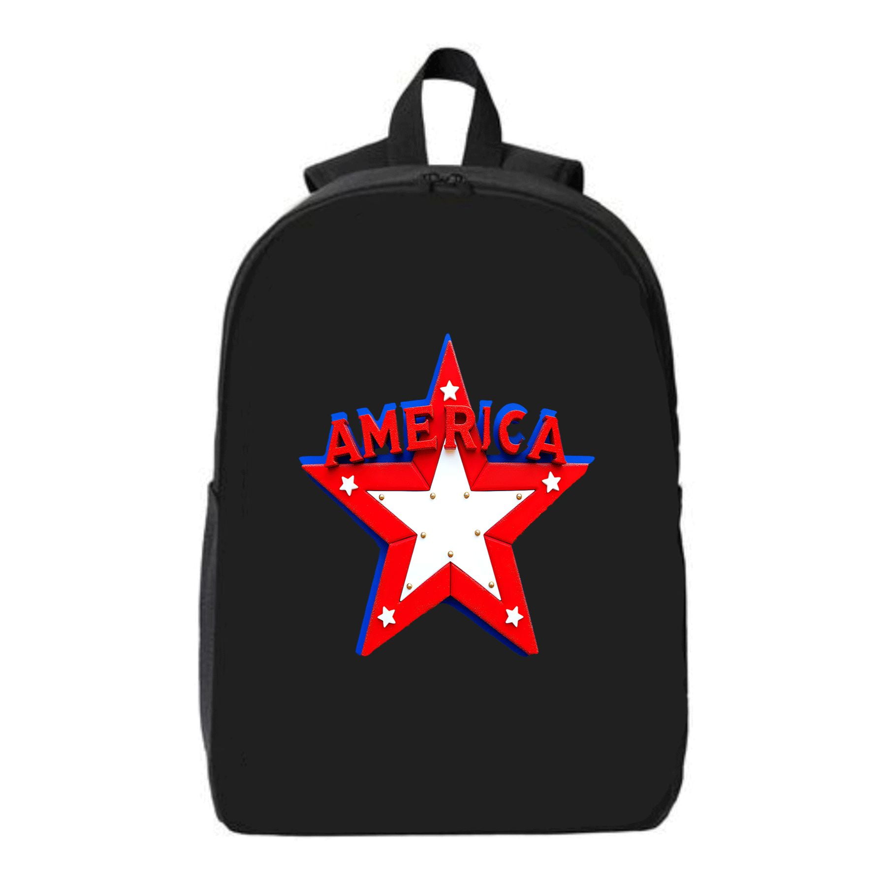 Stylish Black Laptop Backpack with Bold Red Star Design in Red Letters ...