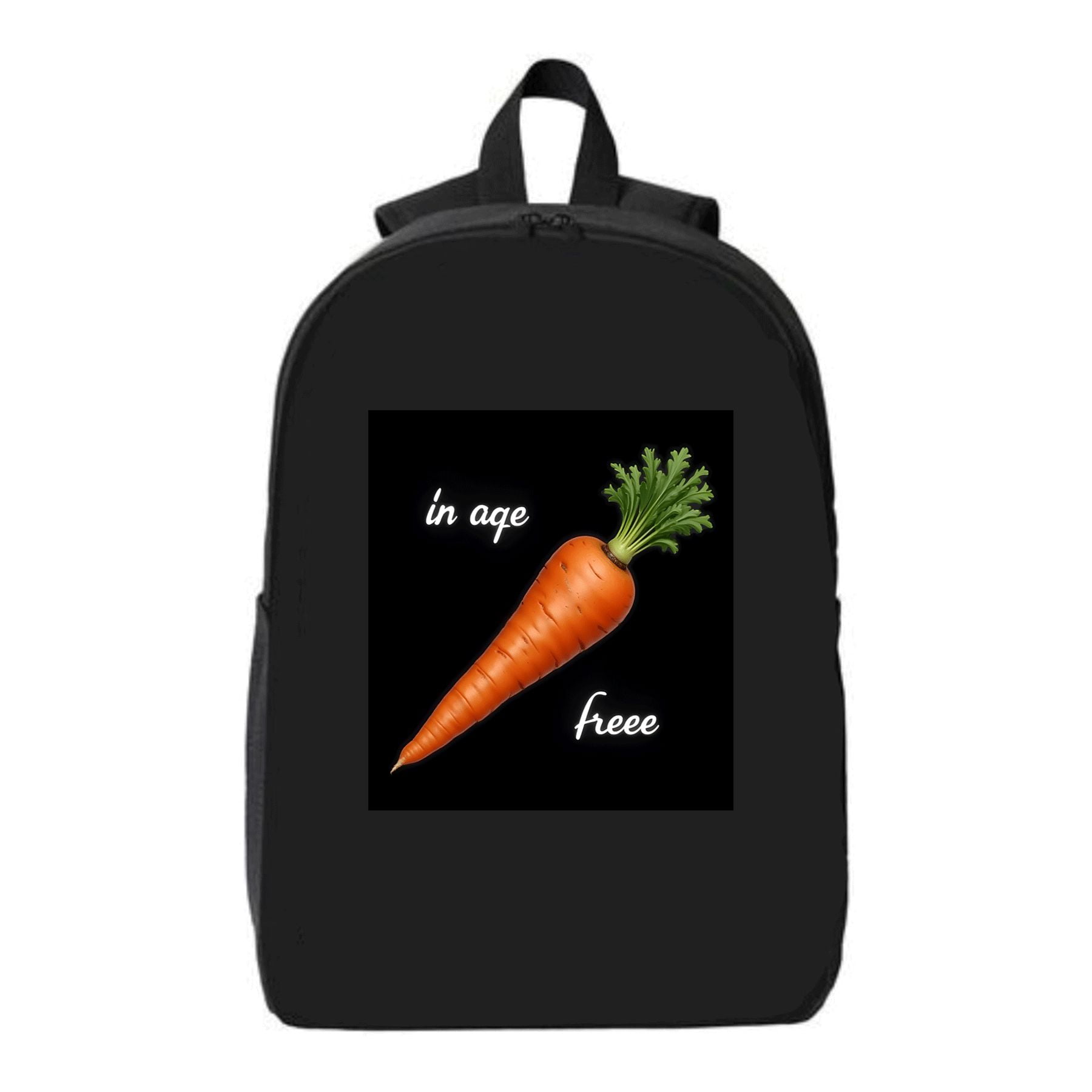 Stylish Black Laptop Backpack with Carrot Graphic & ' In Age Free ...