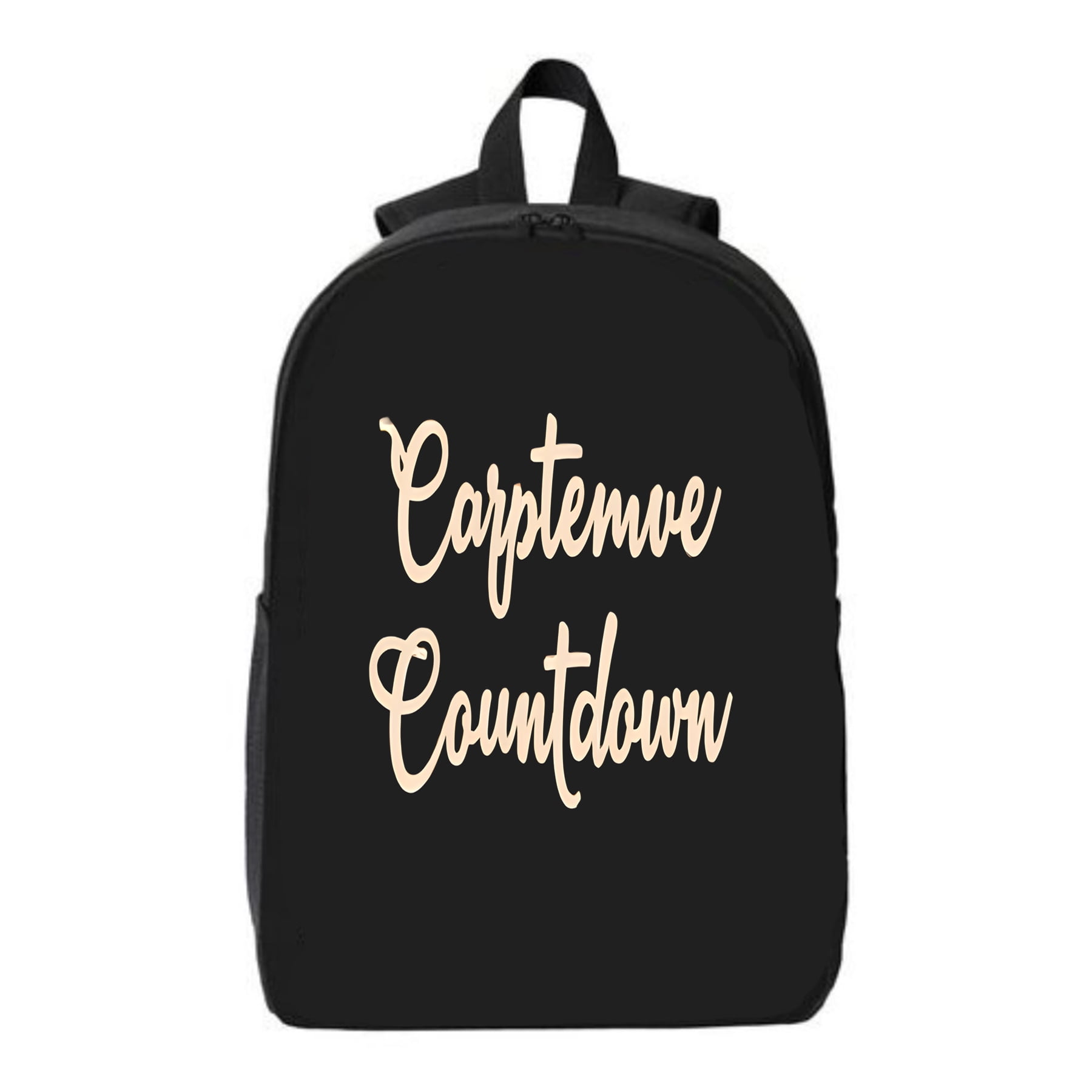 Stylish Black Laptop Backpack with Cursive ' Capt ' emme Countdown ...