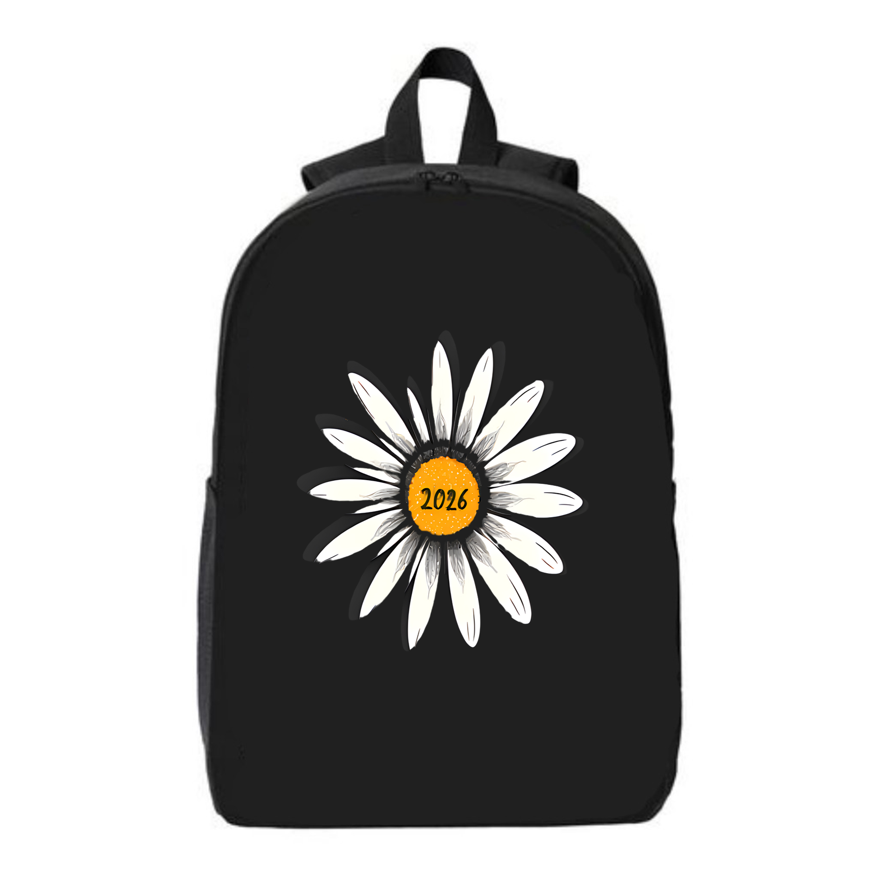 Stylish Black Laptop Backpack with Daisy Flower Design Fits 15 " Laptop ...