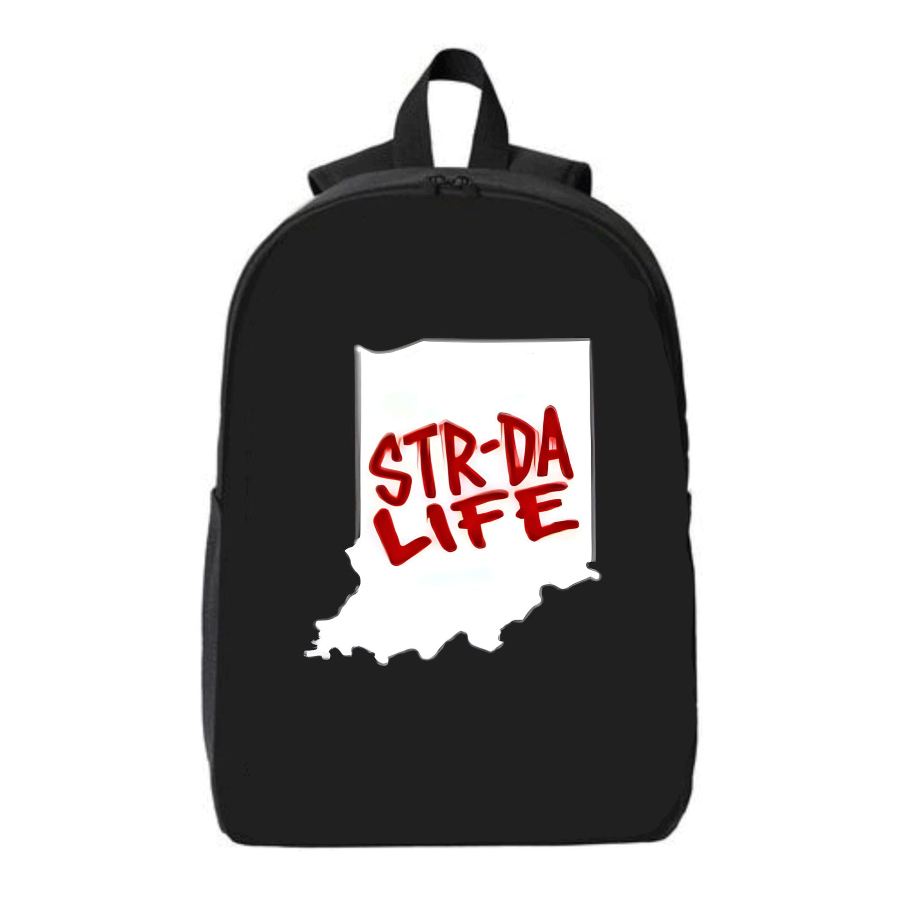 Stylish Black Laptop Backpack with Indiana Outline & ' STR - DA LIFE ...