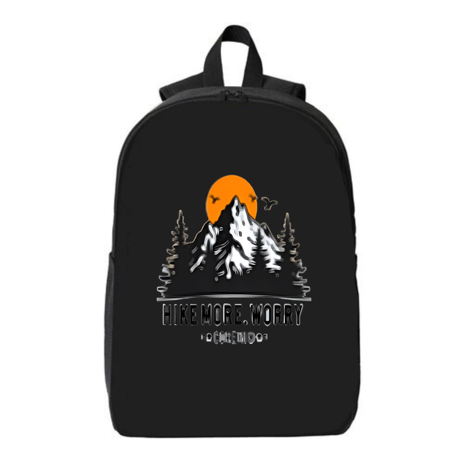 Stylish Black Laptop Backpack with Mountain Scene Snow - Capped Peaks ...