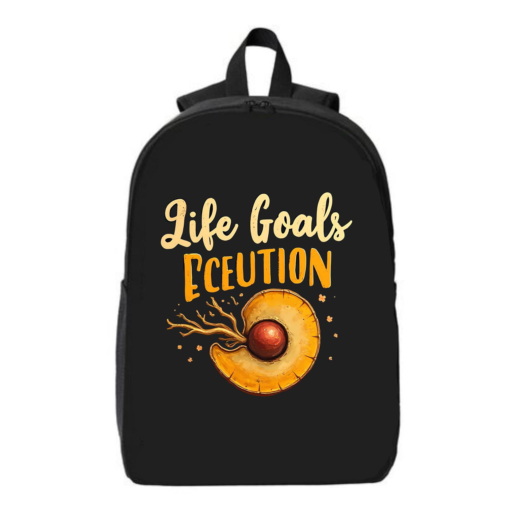 Stylish Black Laptop Backpack with Orange Spiral Snail Design ' Life ...