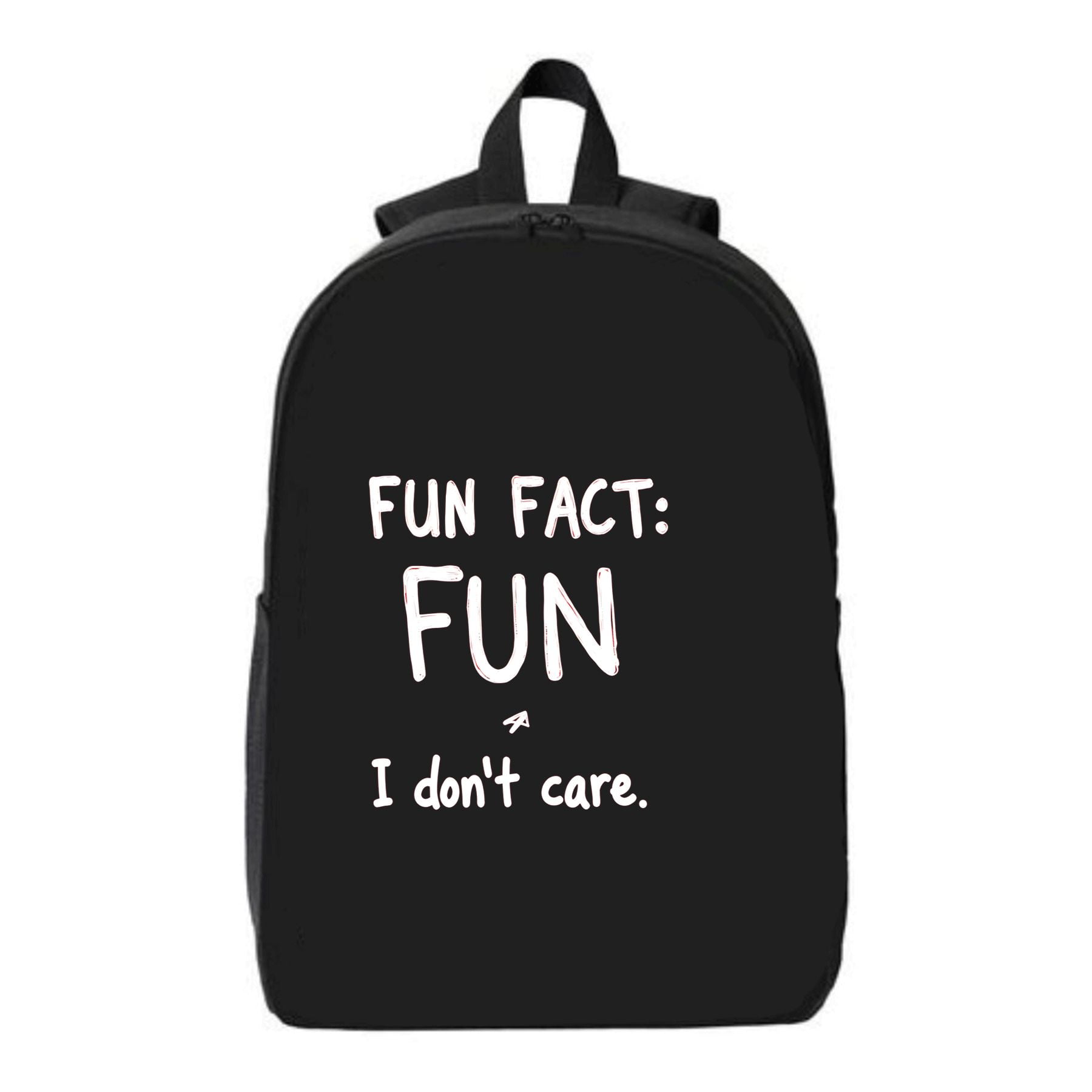 Stylish Black Laptop Backpack with Playful " FUN FACT: FUN I don ' t ...