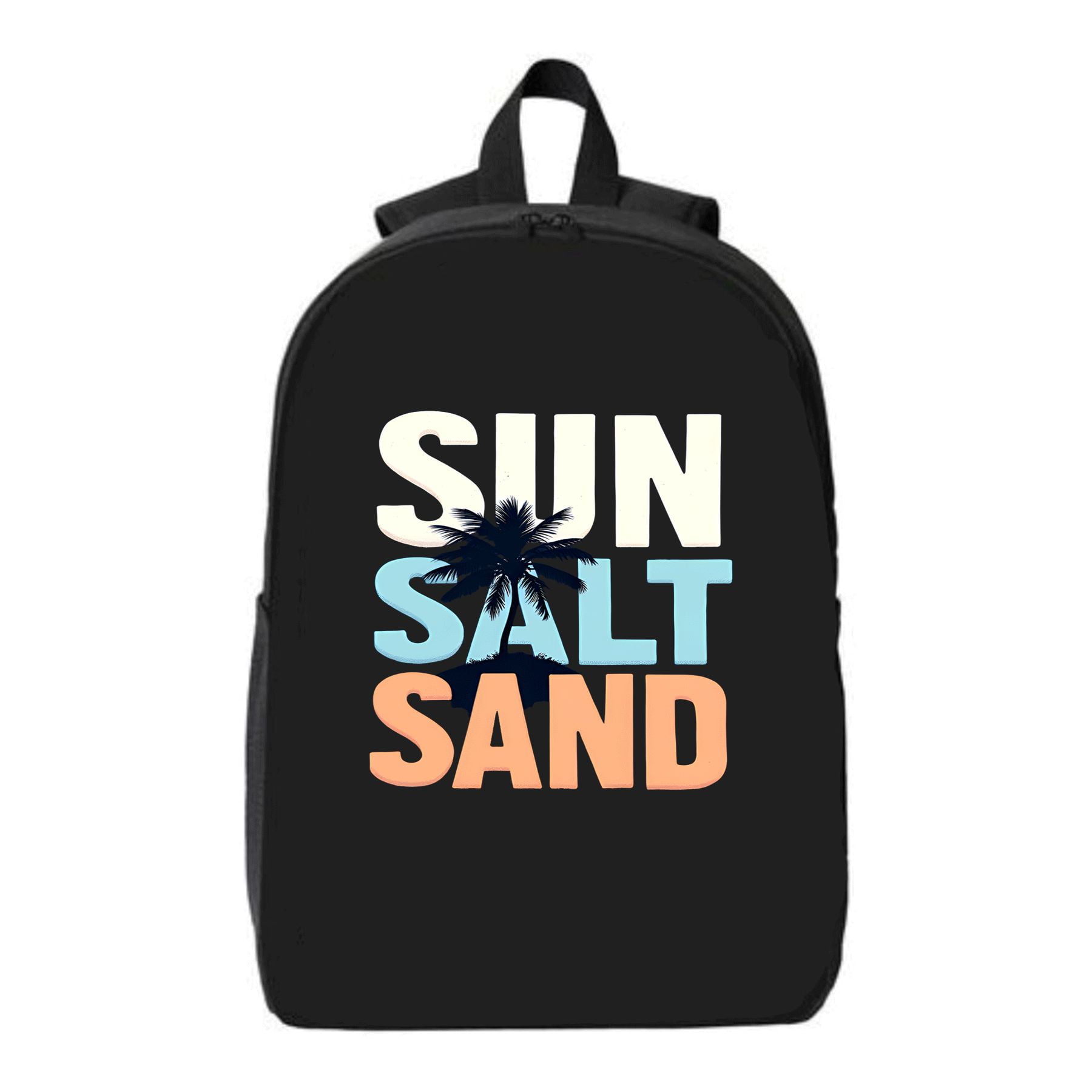Stylish Black Laptop Backpack with ' SUN SALT SAND ' Design Fits 15 ...