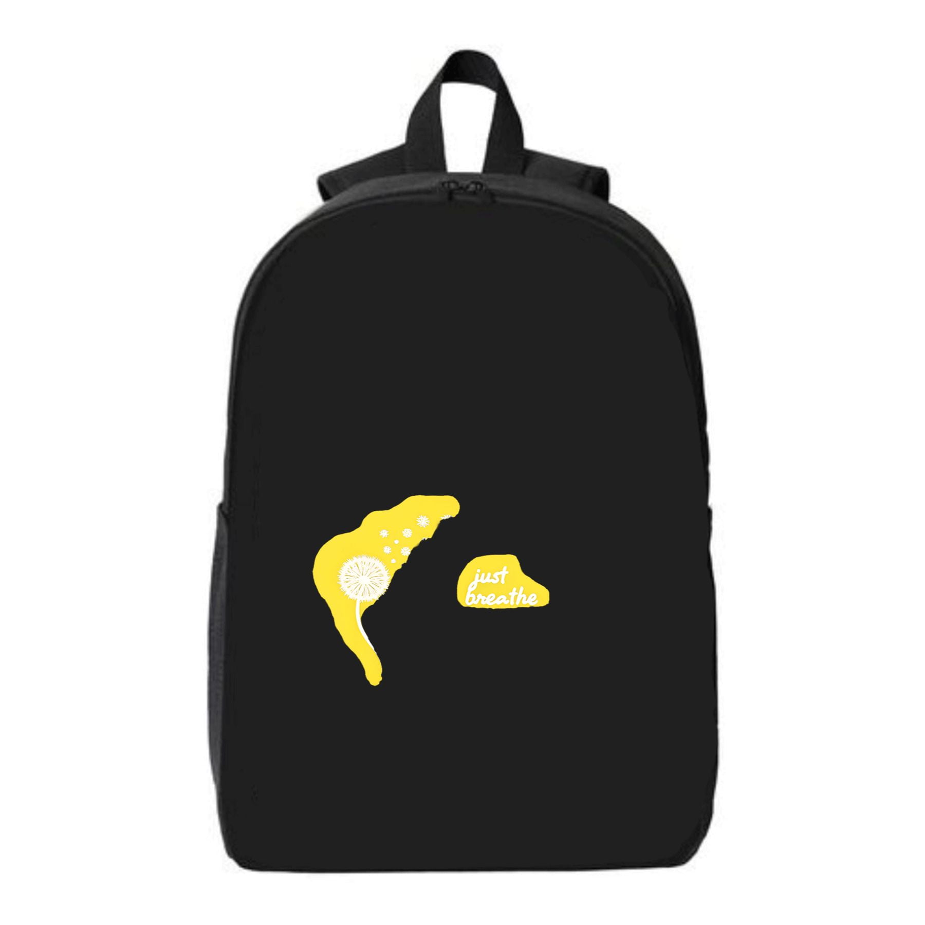 Stylish Black Laptop Backpack with Yellow Flower Graphic & ' Just ...