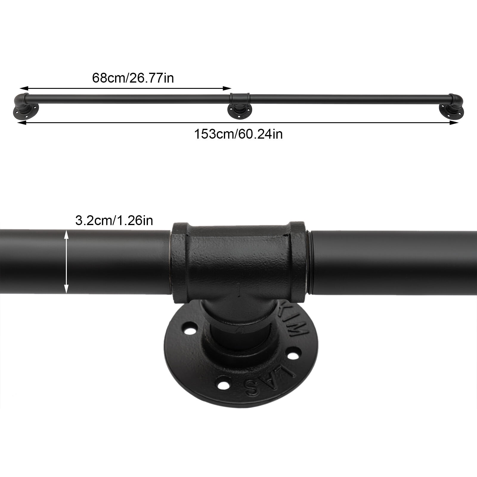 Stylish Black Modern Handrail 5ft Wall-Mounted Stair Rail For Home And ...