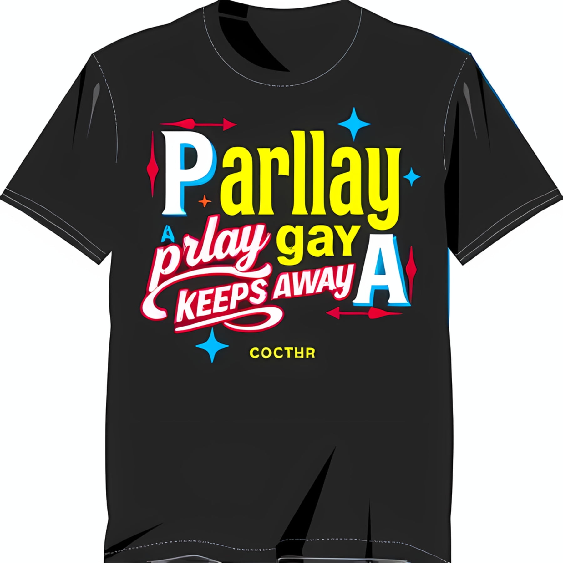 Stylish Black Neck T-Shirt with Eye Catching Chest Graphic Design ...