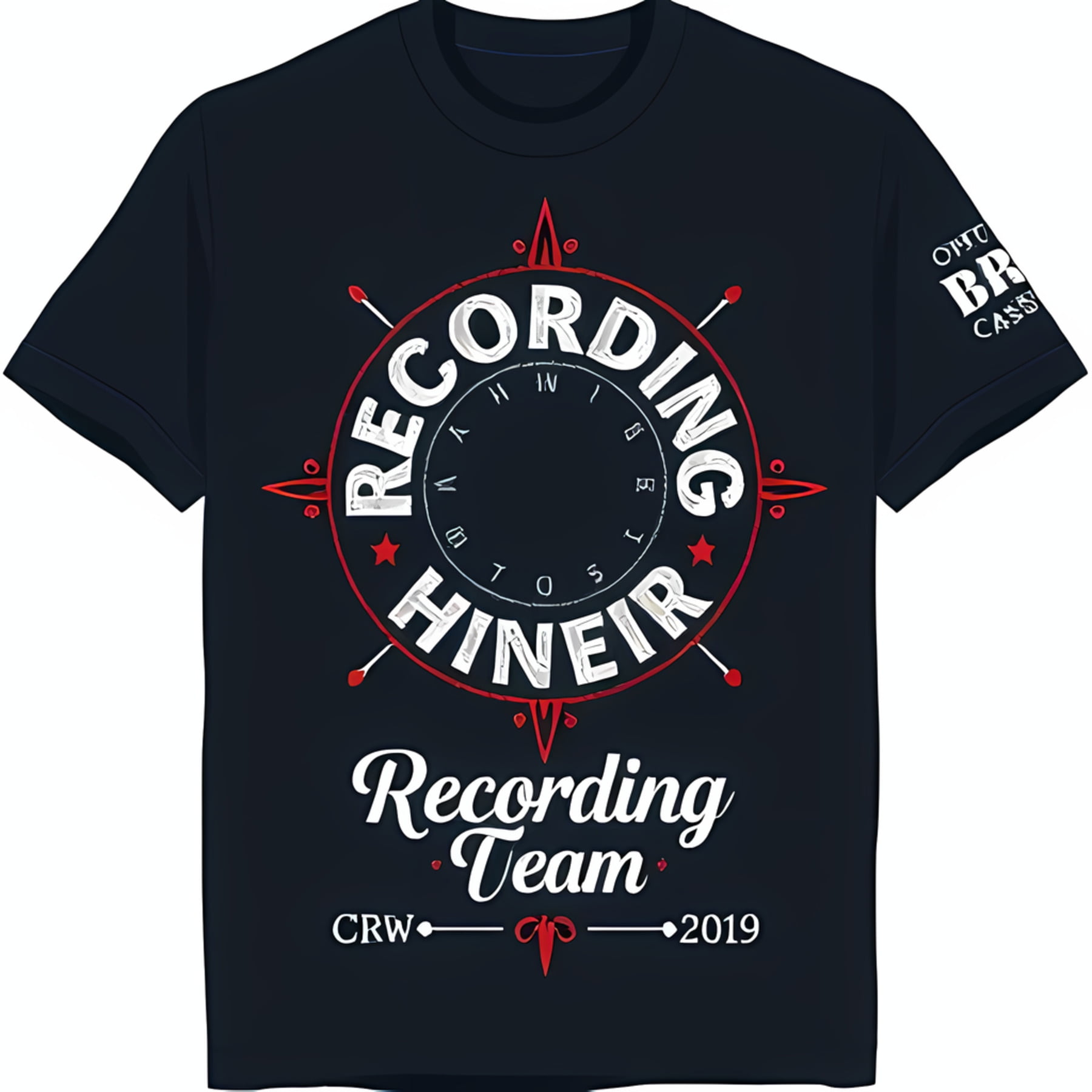 Stylish Black Neck T-Shirt with Eye Catching Chest Graphic on Dark Blue ...