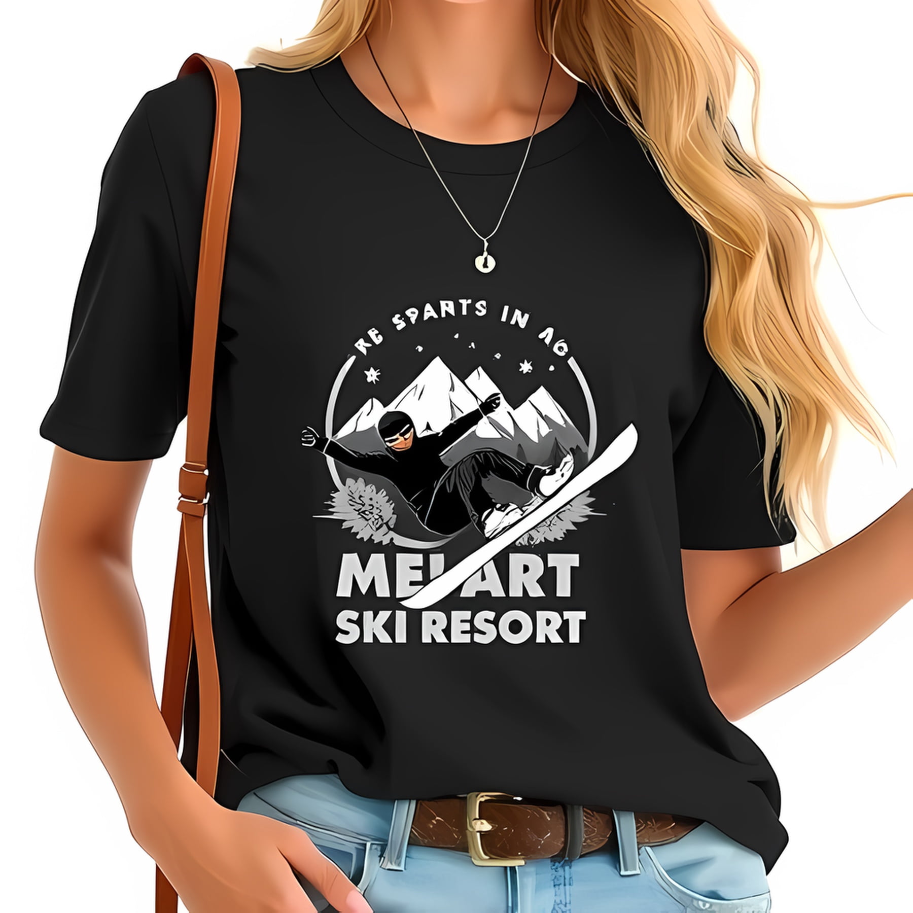 Stylish Black Snowboarder Graphic T-Shirt - Melart Ski Resort Design ...