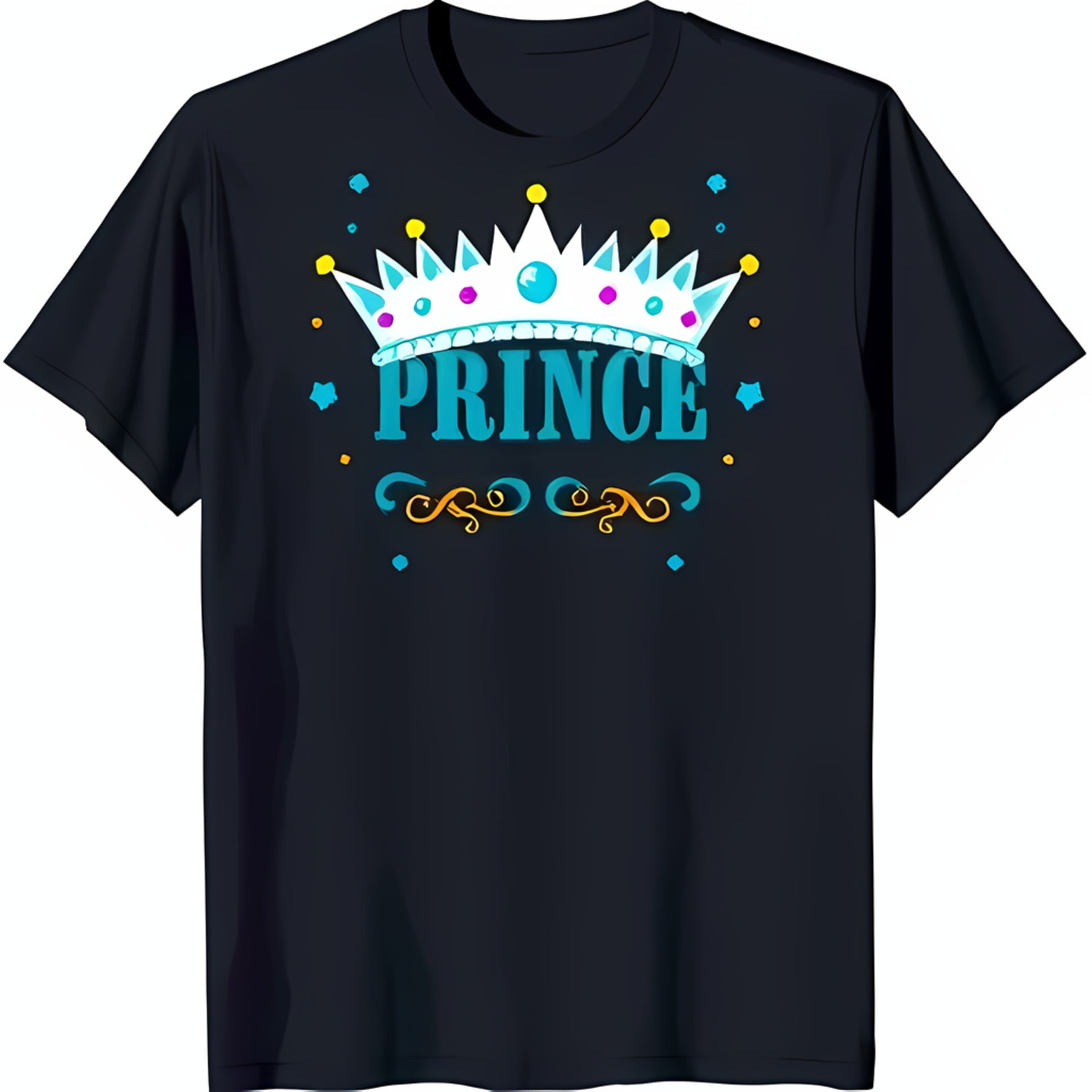 Stylish Black T-Shirt for with Colorful Crown Graphic Design - Walmart.com