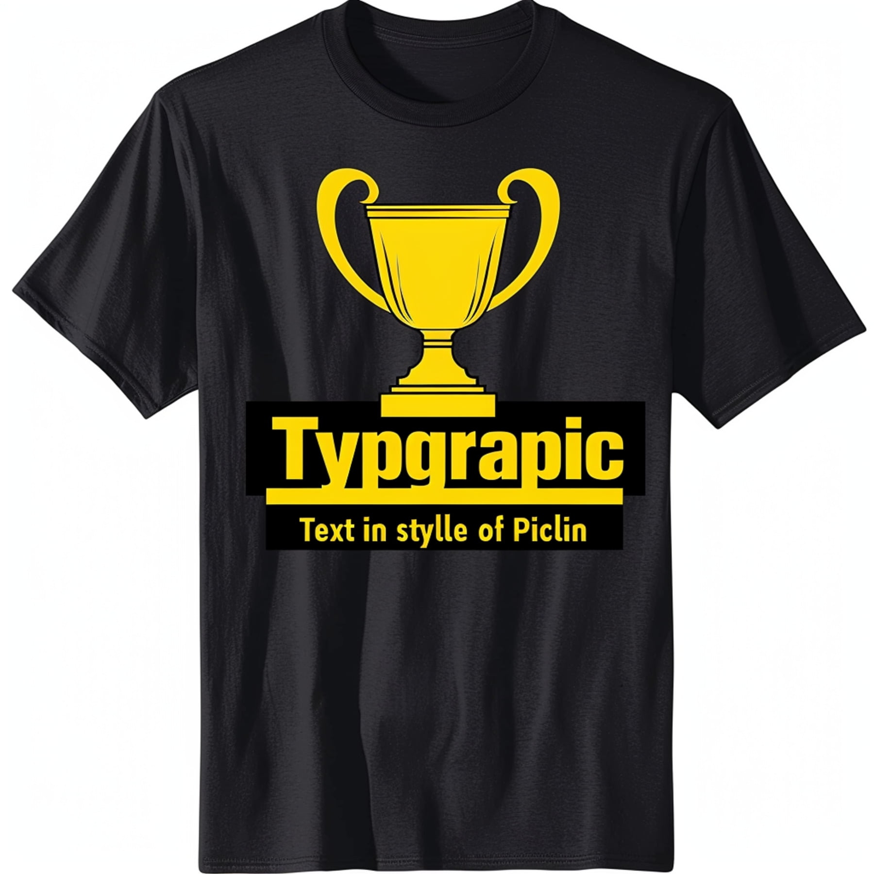 Stylish Black T Shirt with Award Illustration and Piclin T Typography ...