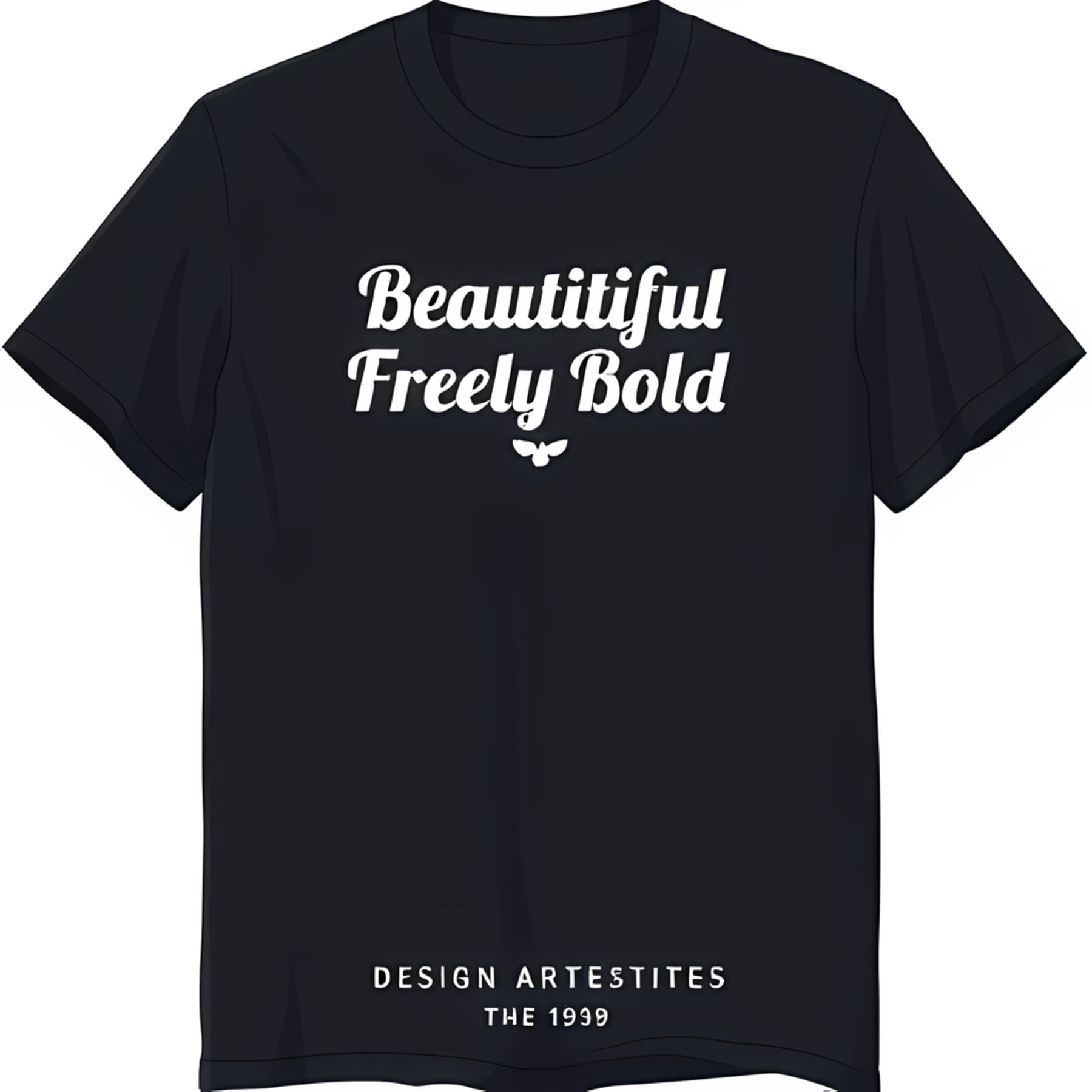 Stylish Black T-Shirt with 'Beautiful Freely Bold' Cursive Graphic ...