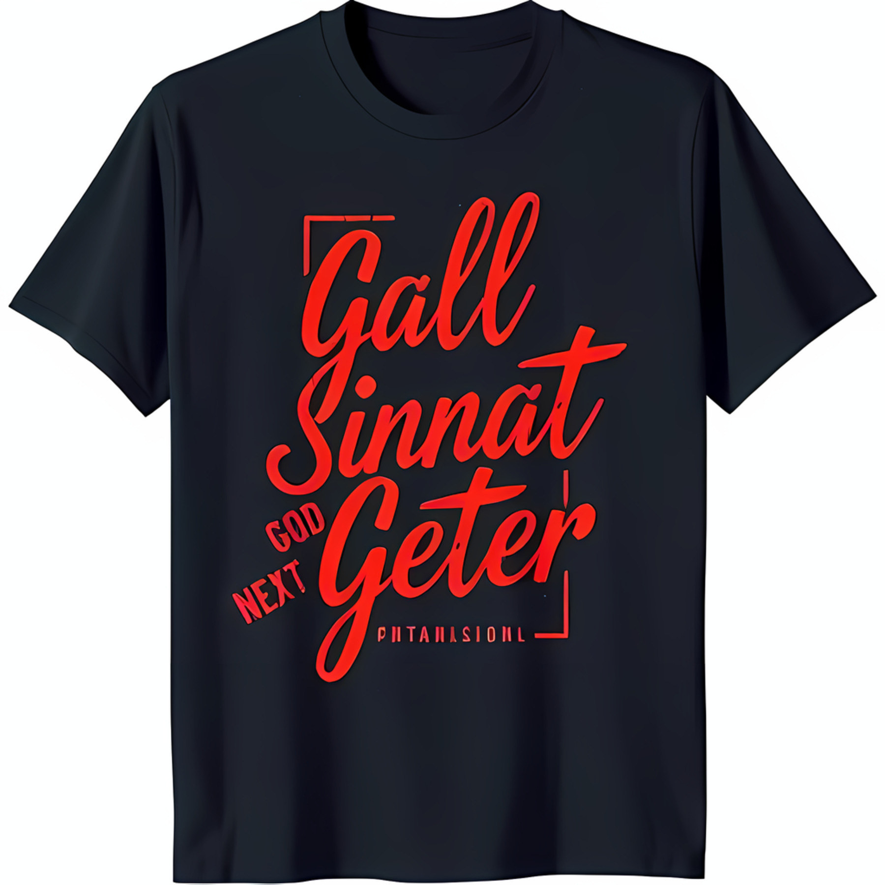 Stylish Black T-Shirt with Bold 'Gall Sinnat Geter' Graphic & 'Next God ...