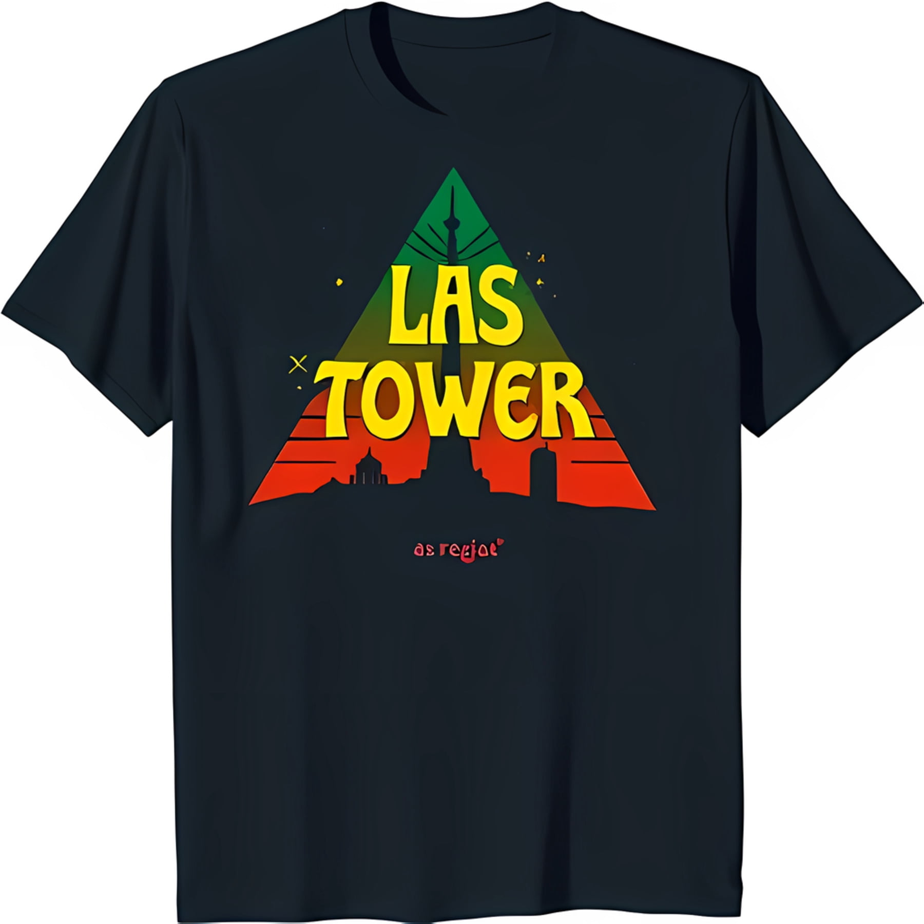 Stylish Black T-Shirt with Bold Graphic & 'LAS TOWER' Design - Walmart.com