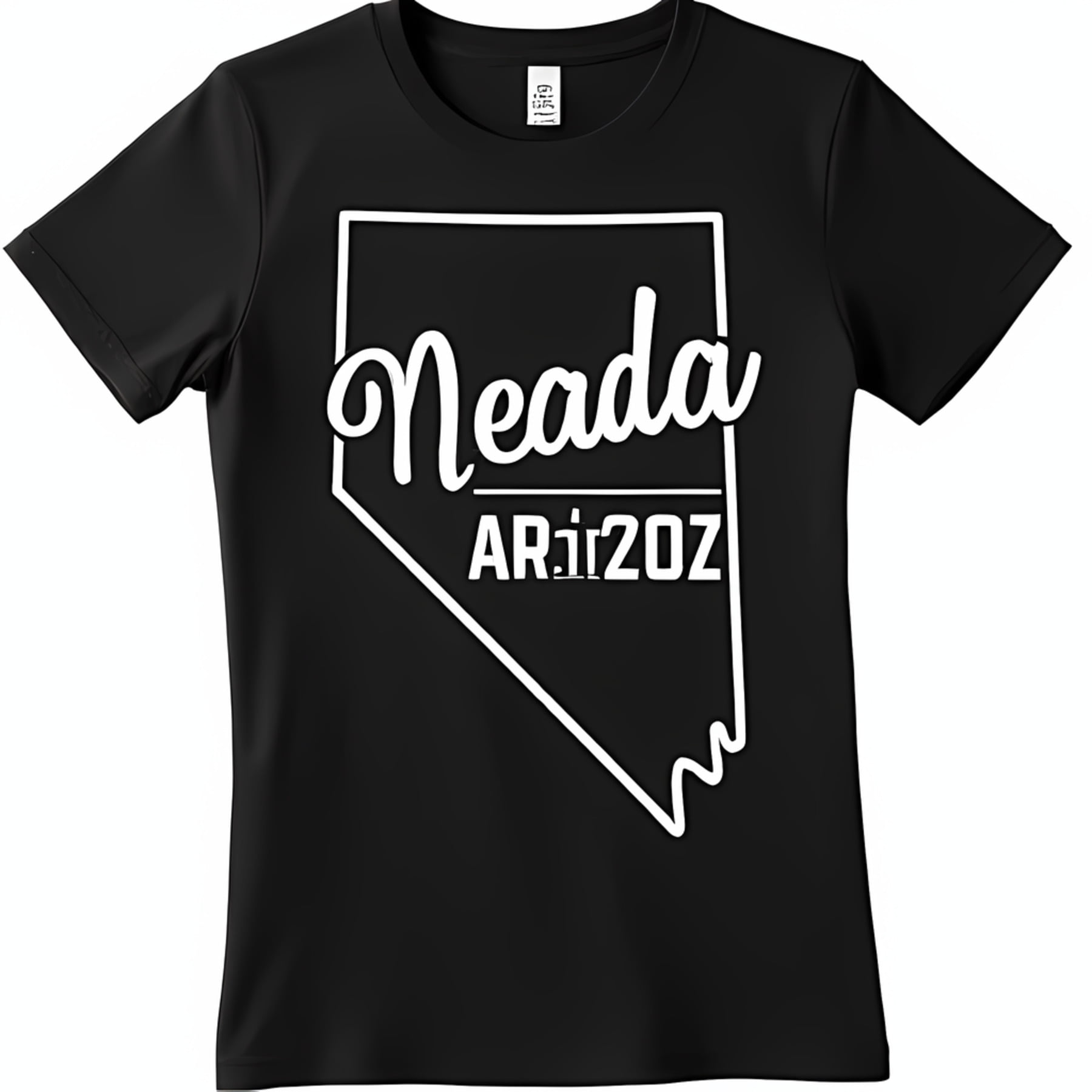 Stylish Black T-Shirt with Bold Nevada Outline & Cursive Graphic Design ...
