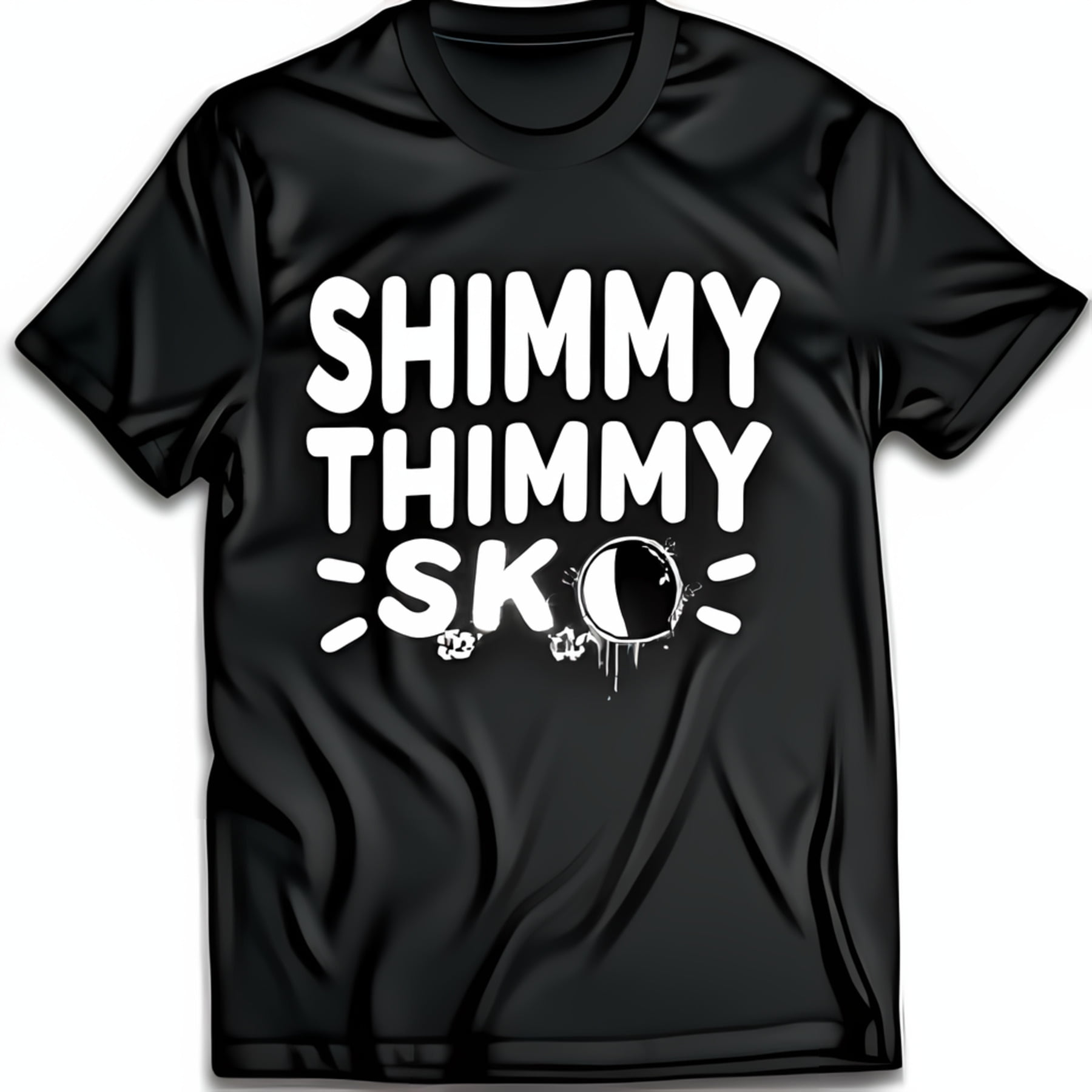 Stylish Black T-Shirt with Bold 'SHIMMY THIMMY SKO' Graphic & Can ...