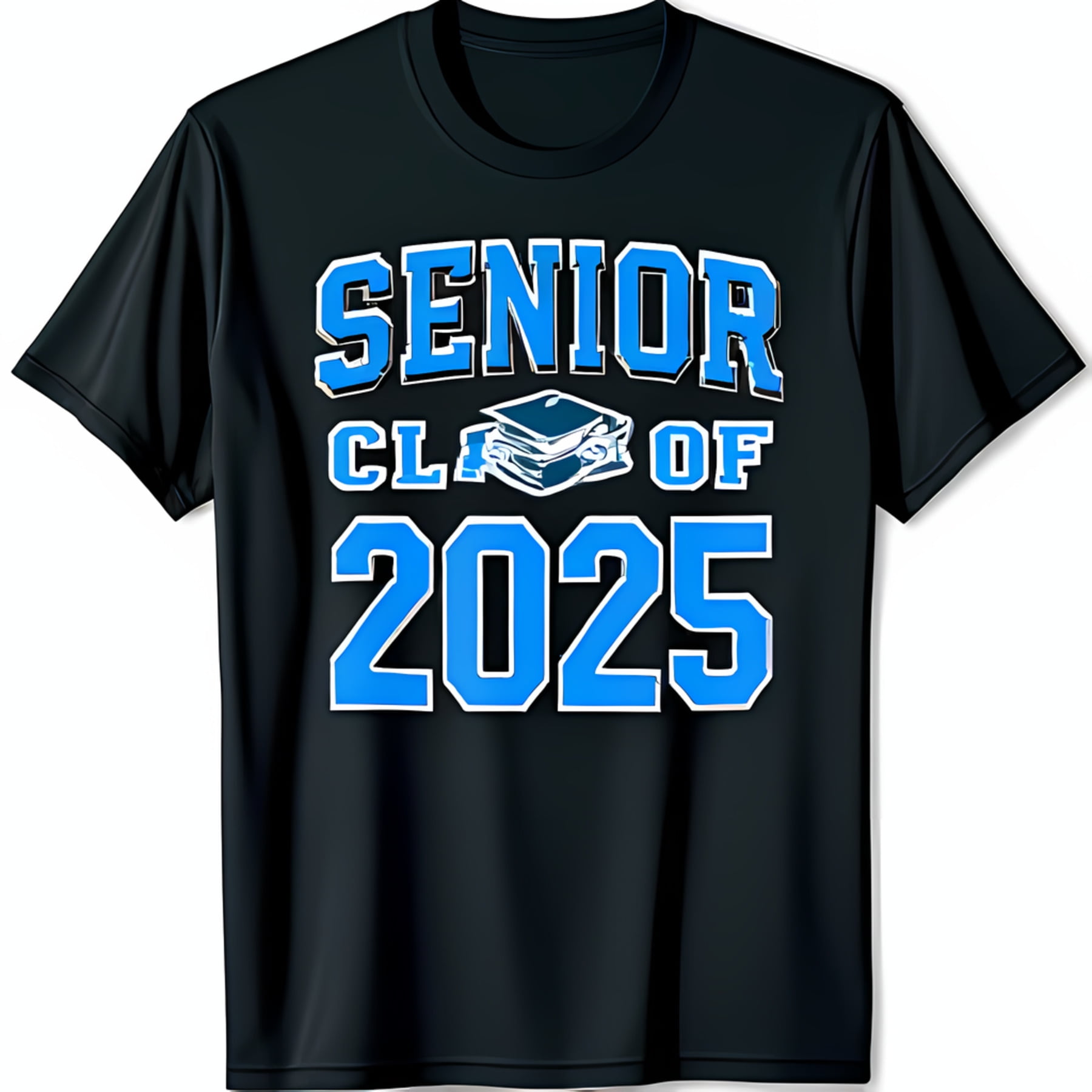 Stylish Black T-Shirt with Bold Senior Class of 2025 Graphic ...