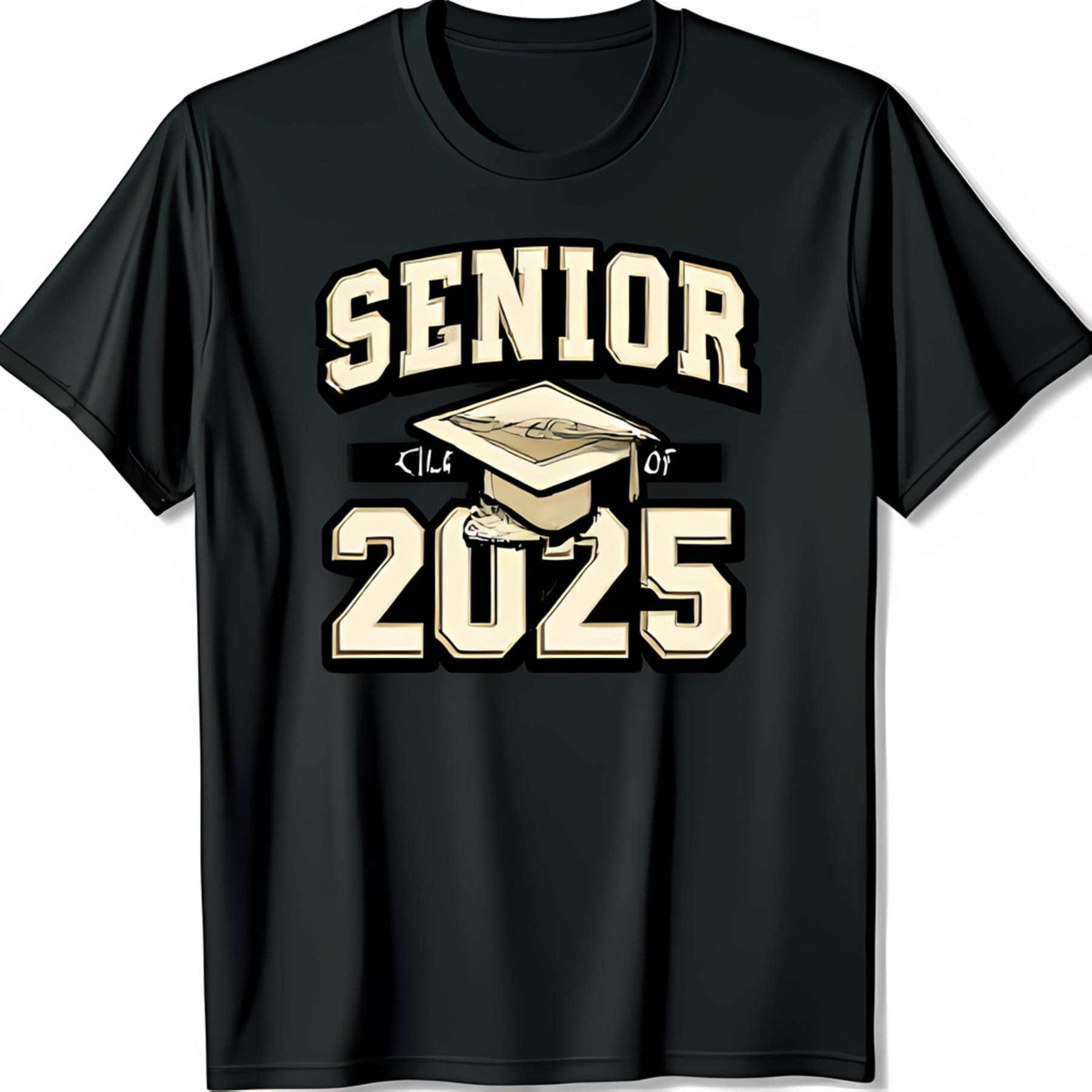 Stylish Black T-Shirt with Bold Senior Graphic & Graduation Class of ...