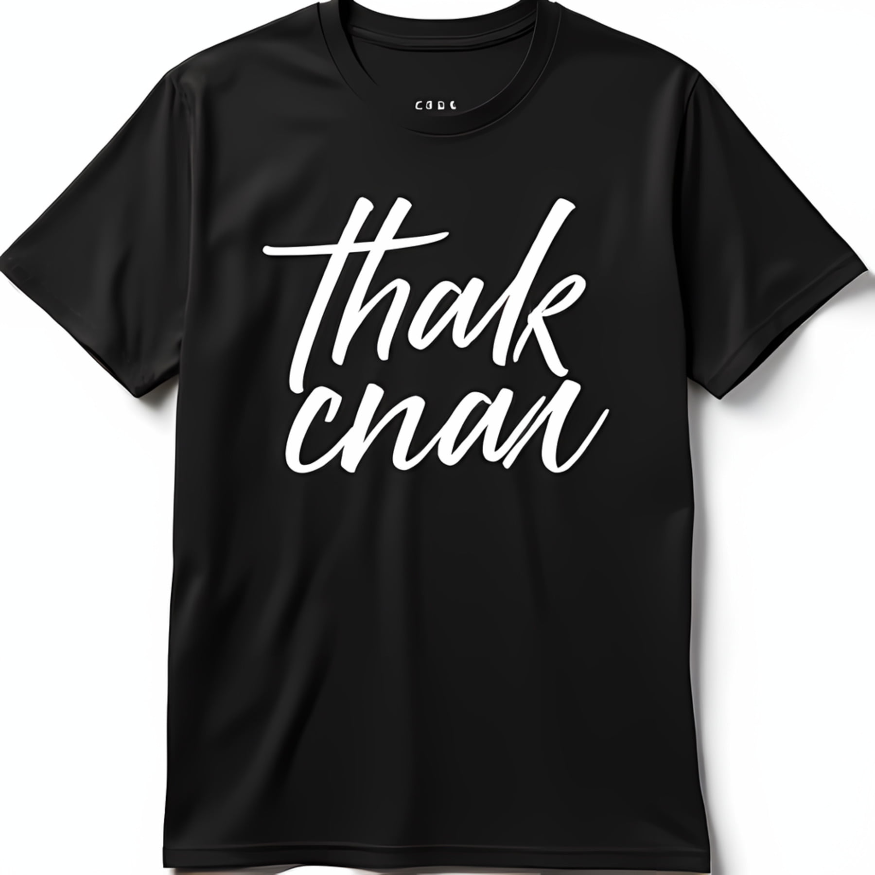 Stylish Black T-Shirt with Bold Thank Chan Graphic Minimalist Design ...
