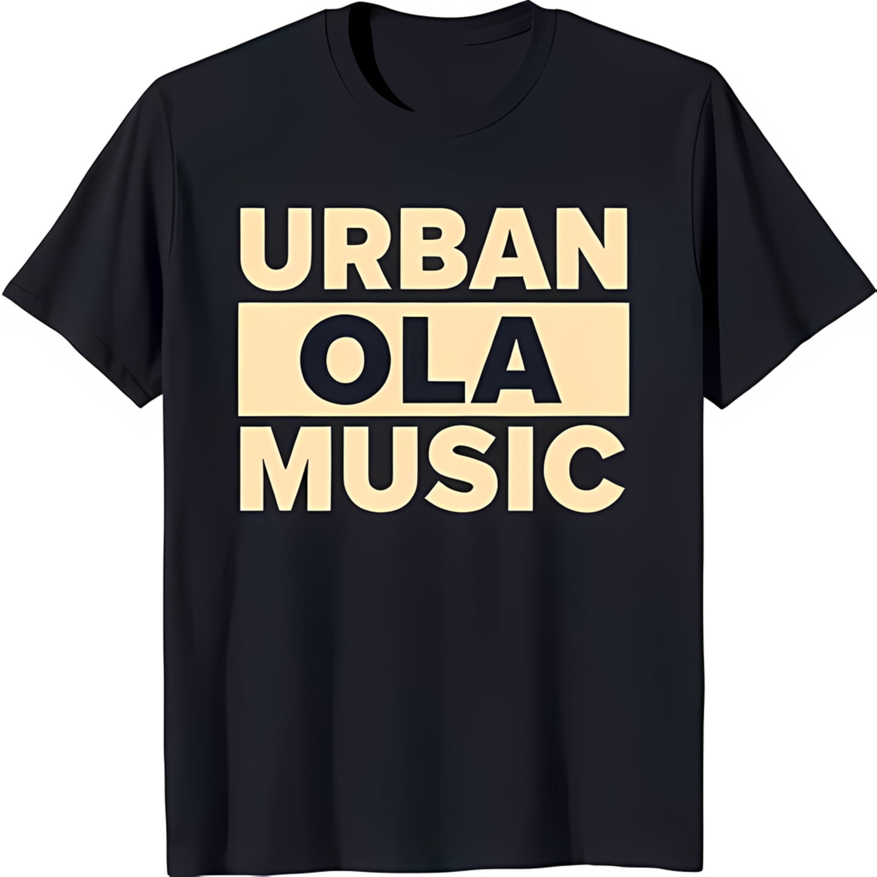 Stylish Black T-Shirt with Bold 'URBAN OLA MUSIC' Graphic Unique Cream ...