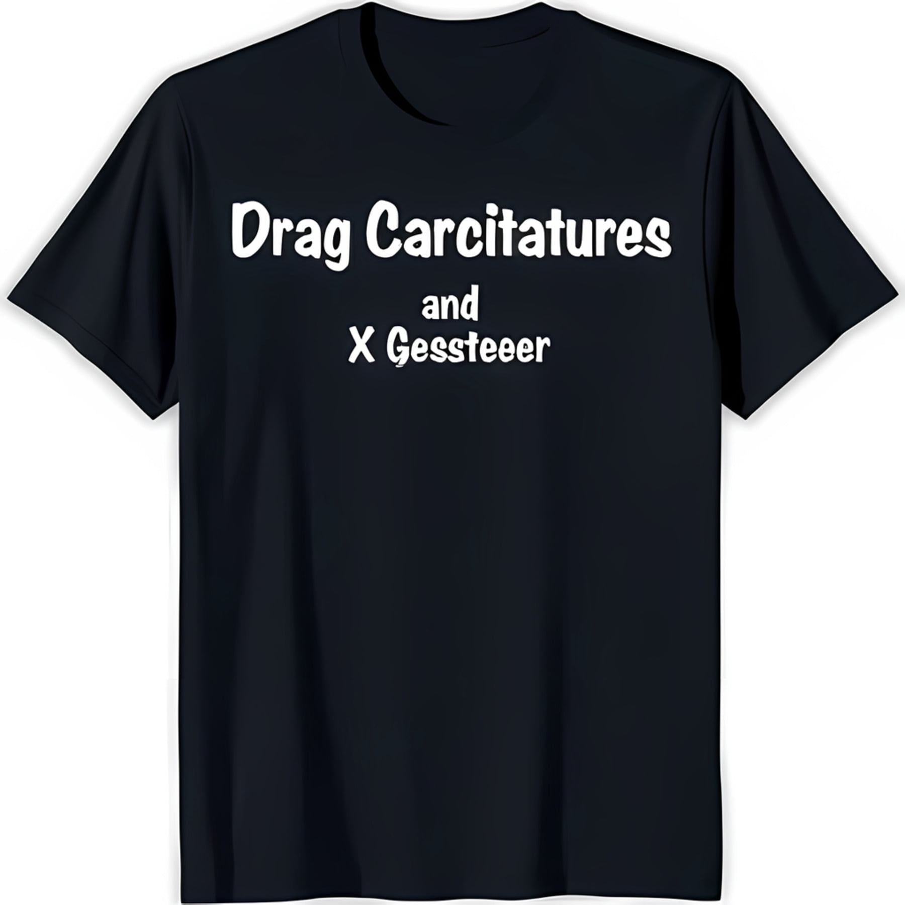 Stylish Black T-Shirt with Bold White 'Drag Caricatures and x Gessteerr ...
